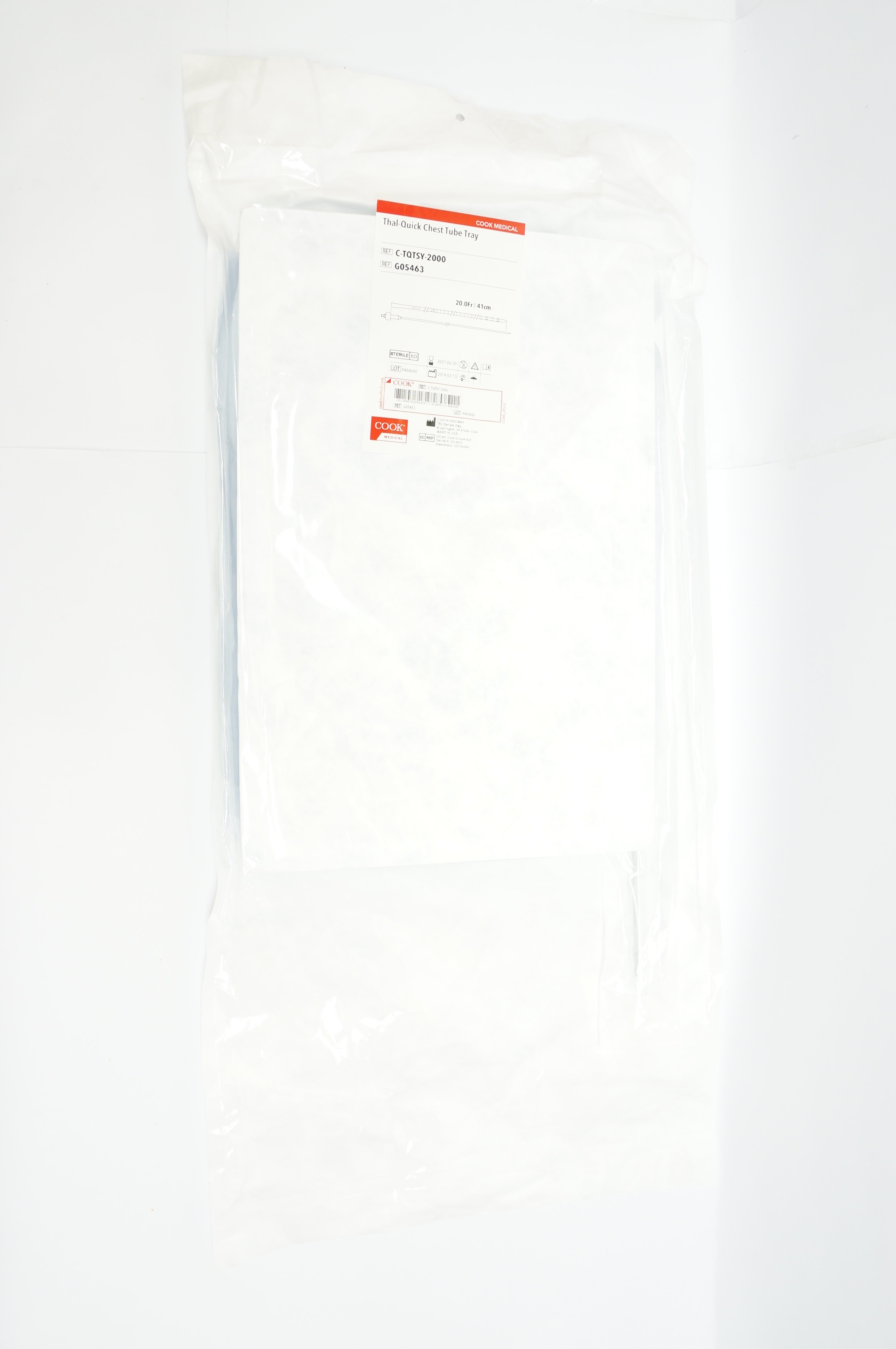 Cook Medical G05463 Thal-Quick Chest Tube Tray 20.0Fr / 41 cm