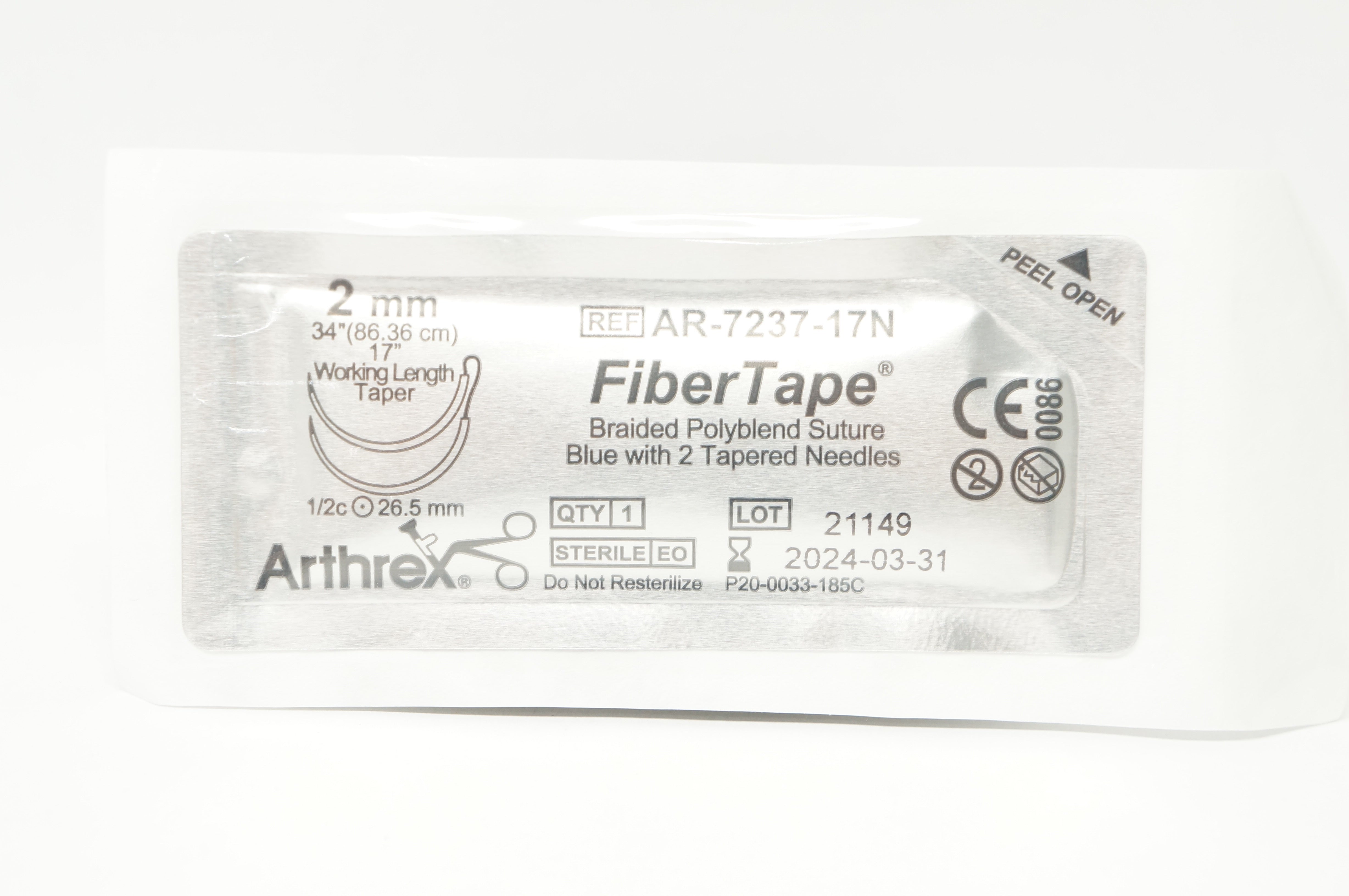 Arthrex AR-7237-17N 2 FiberTape Braided Stre 34inch 1/2c 26.5mm Taper ...