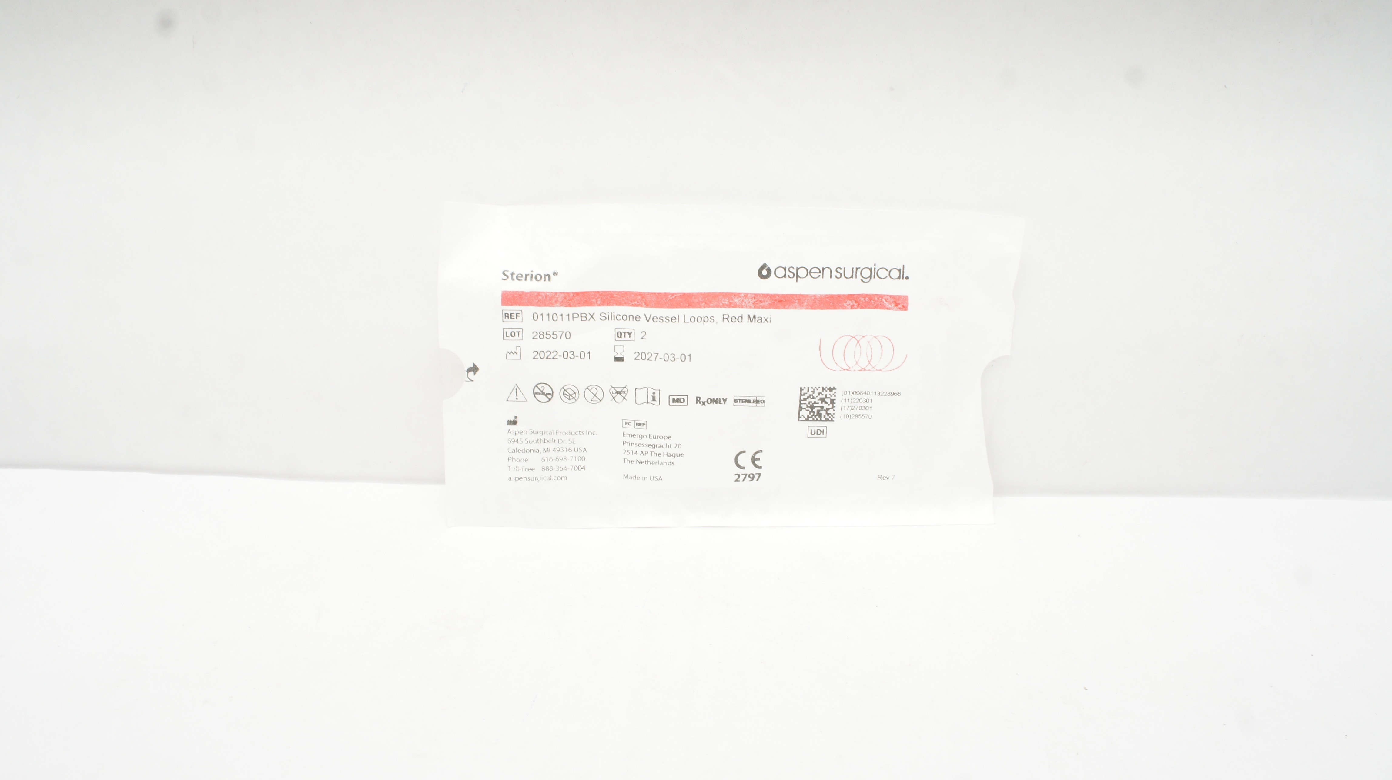 Aspen 011011PBX Hill-Rom Sterion Silicone Vessel Loops, Red Maxi - Pack ...