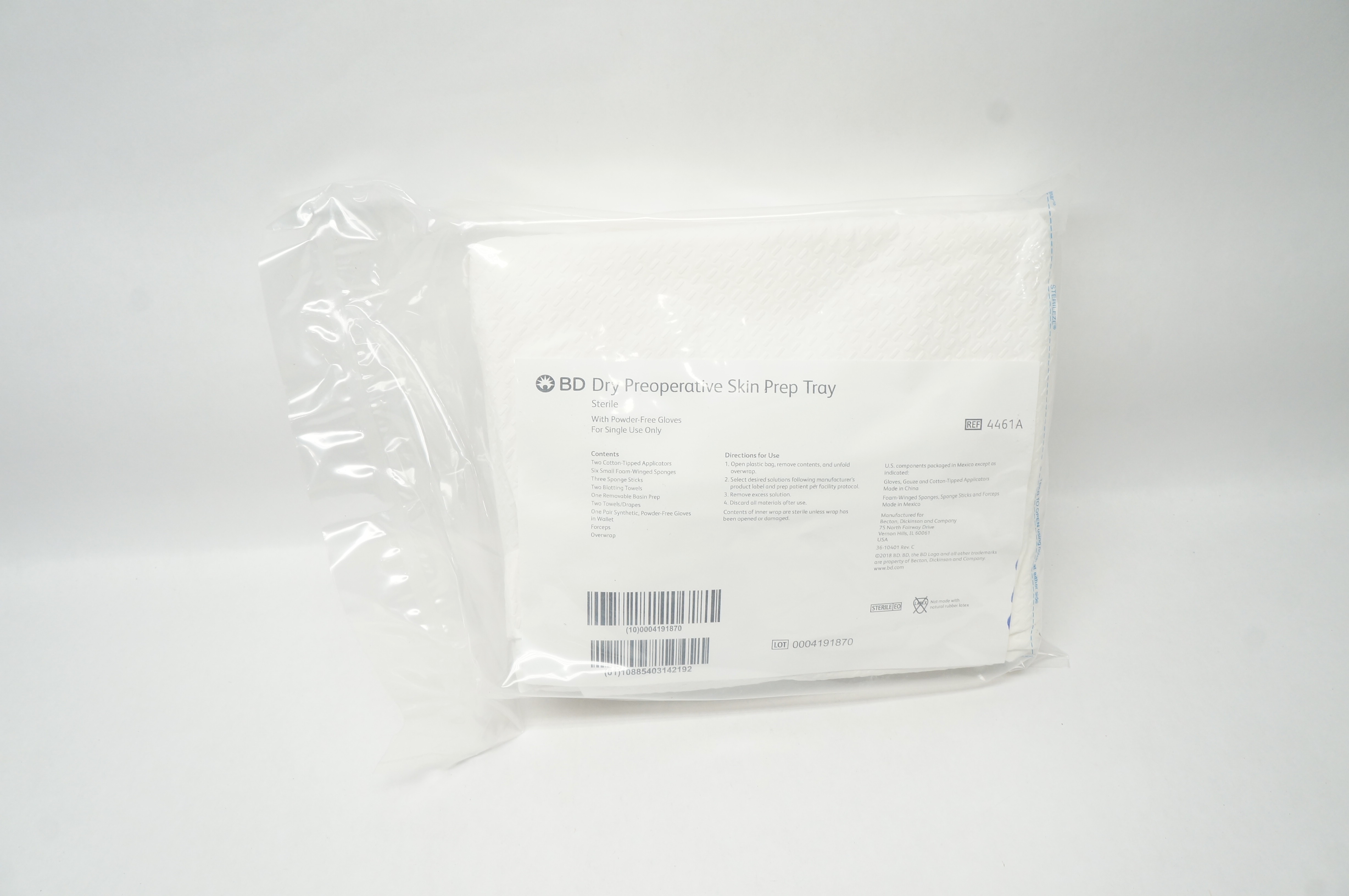 BD 4461A Dry Preoperative Skin Prep Tray With Powder-Free Gloves