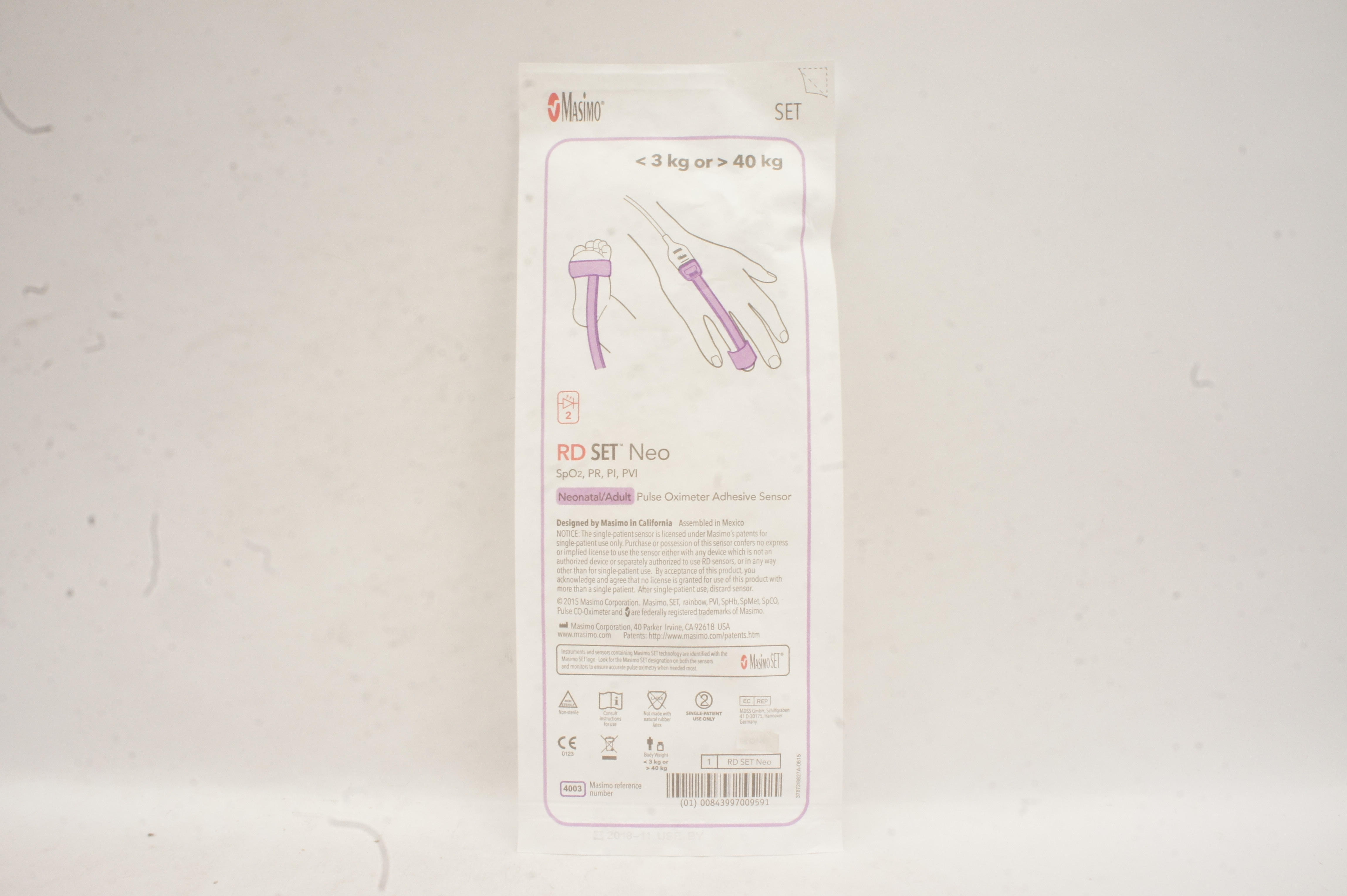 Masimo 4003 RD SET Neonatal/Adult Pulse Oximeter Adhesive Sensor 40kg(x)