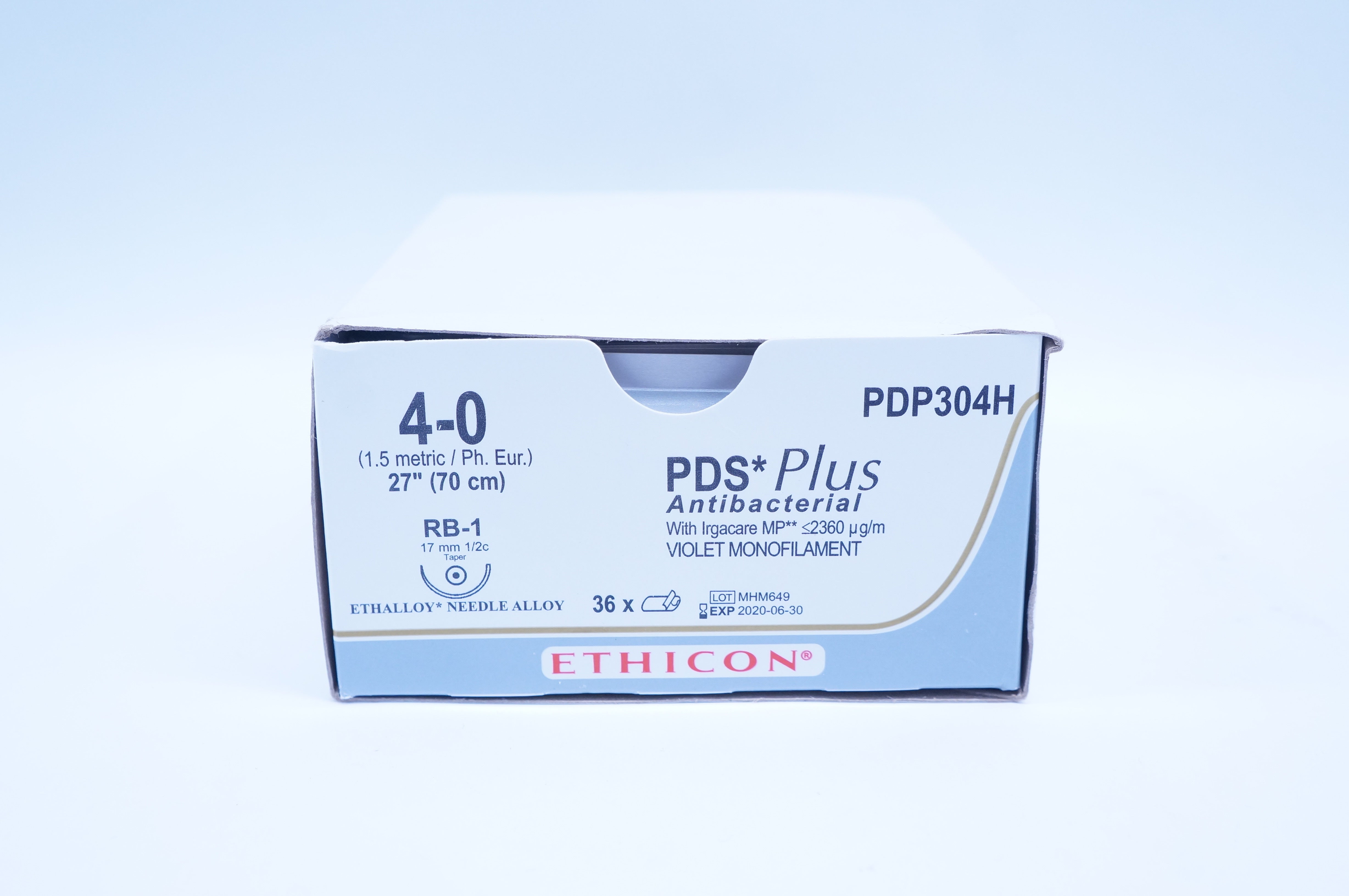 Ethicon PDP304H 4-0 PDS Plus RB-1 17mm 1/2c Taper, 27inch (x) - Pack of 36