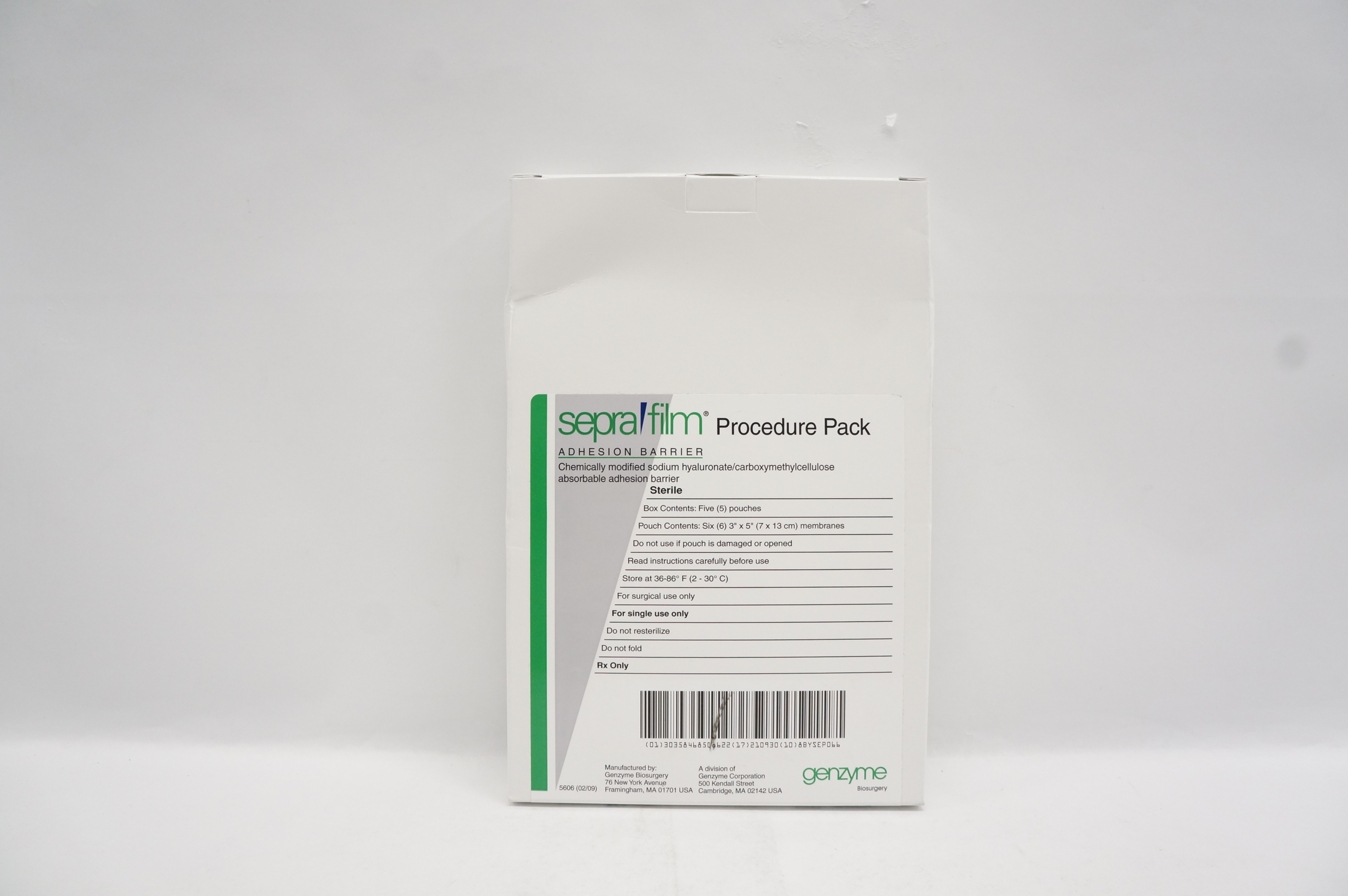 Genzyme 5086-02 Sepra Film Adhesion Barrier 3inch x 5inch - Box of 5 (x)