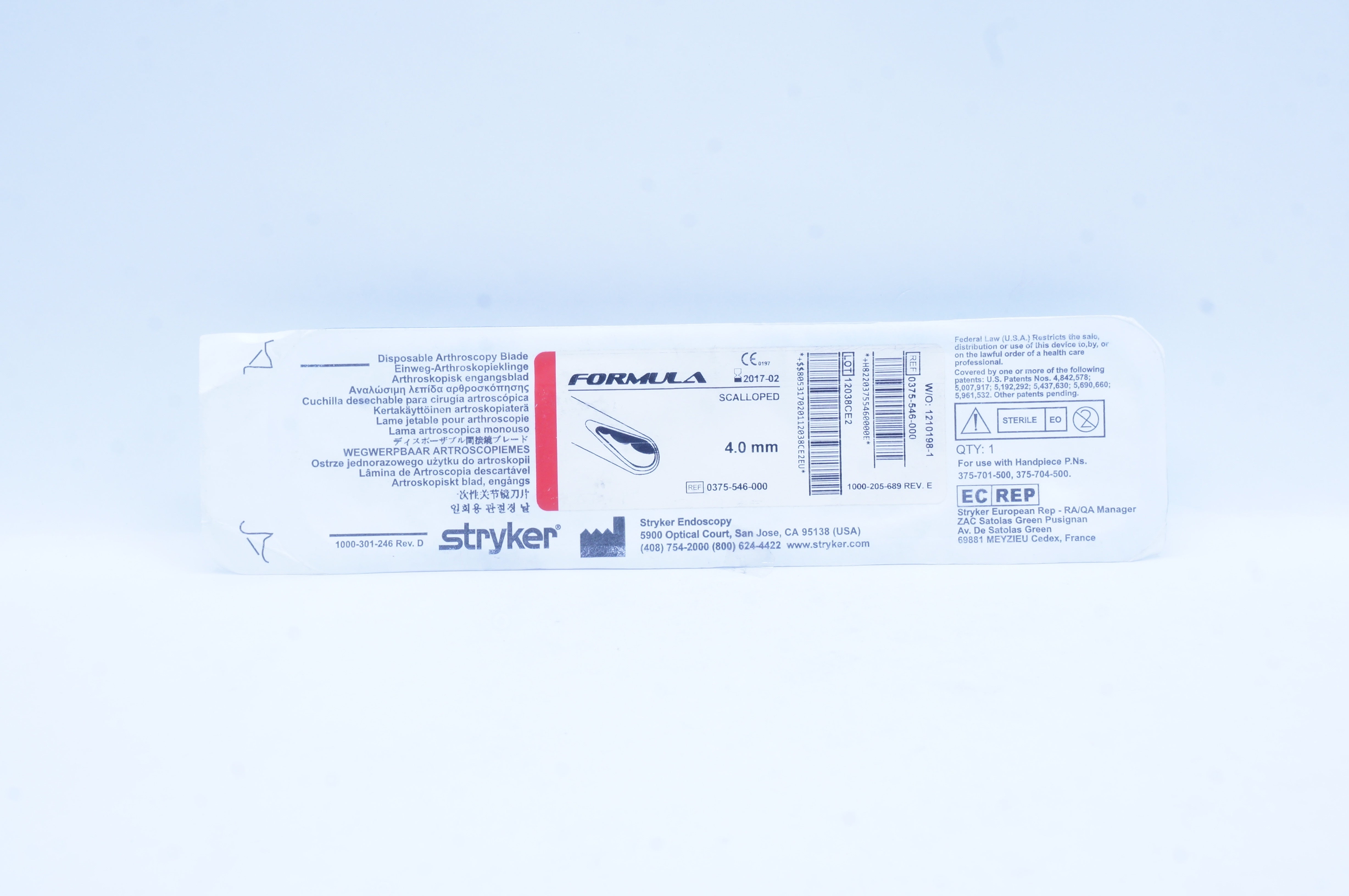 Stryker 0375-546-000 Formula Scalloped, Disposable Arthroscopy Blade 4 ...