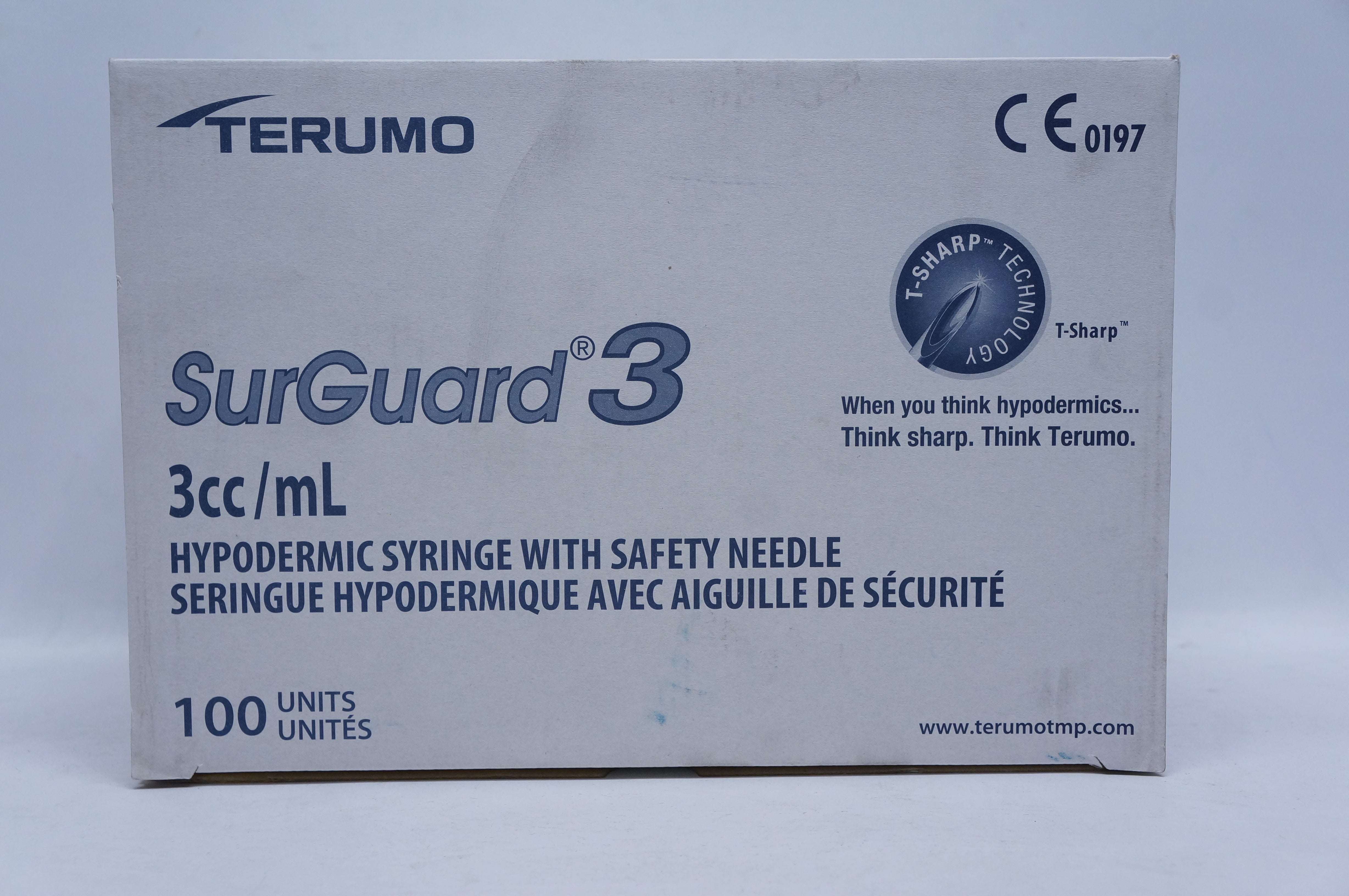 Terumo SG3-03L2525 SurGuard 3 Hypodermic Syringe 3cc/mL - Box of 100