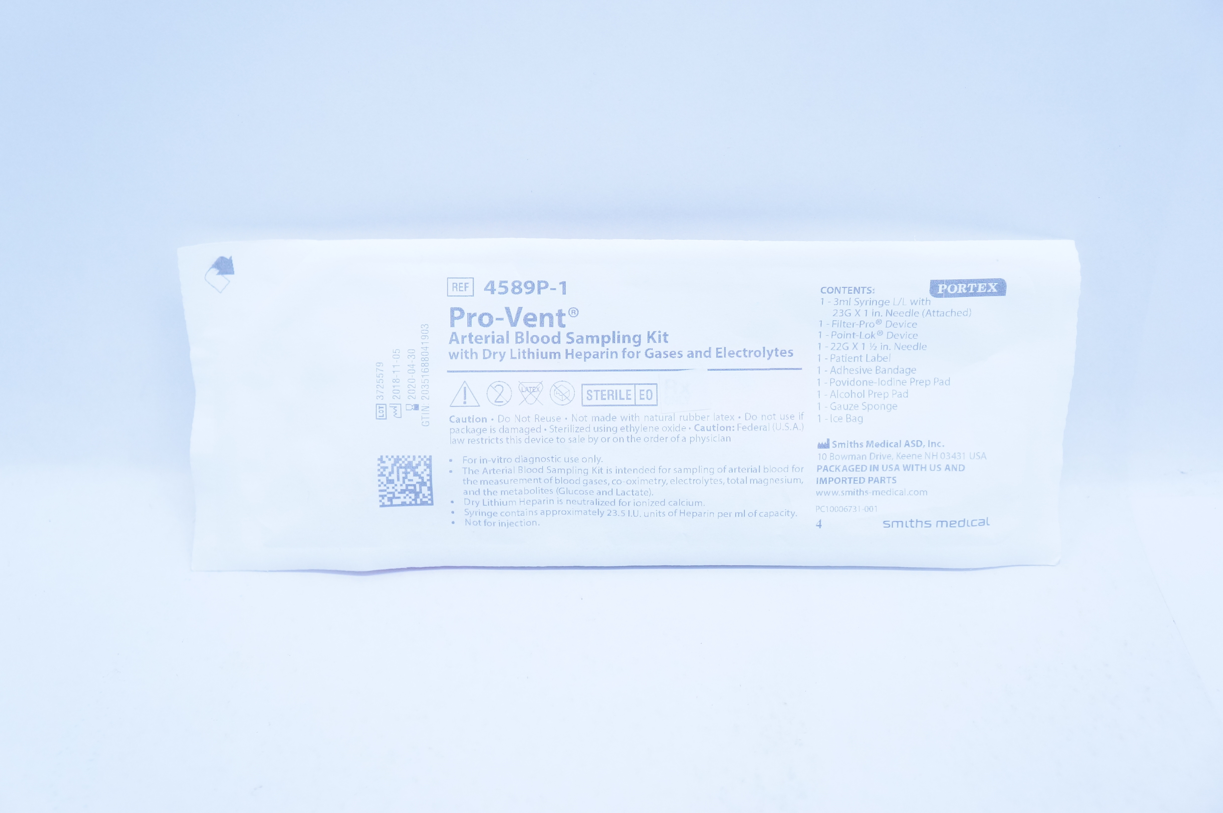 Smiths Medical 4589P-1 Pro-Vent Arterial Blood Sampling Kit (x)