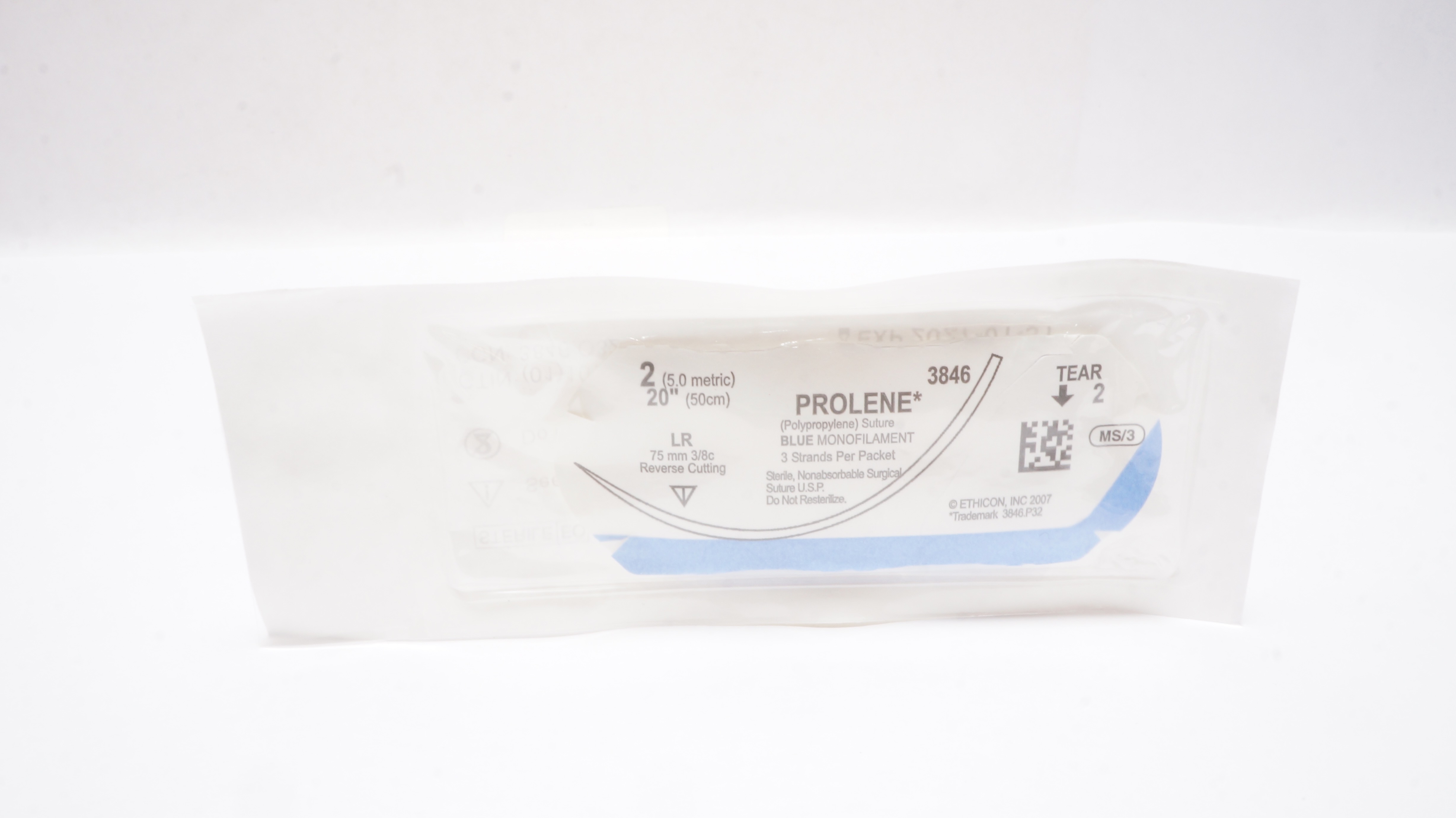 Ethicon 3846 2 PROLENE, LR, 75mm 3/8c, Reverse Cutting, 20inch