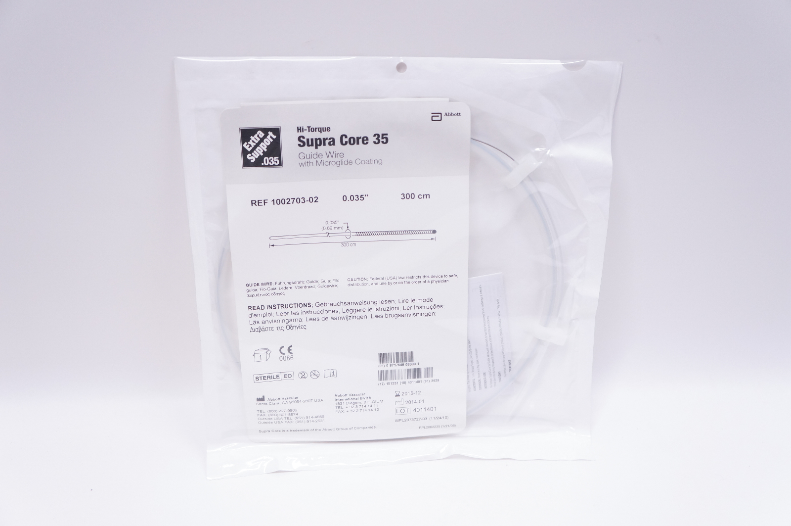 Abbott 1002703-02 Hi-Torque Supra Core 35 Guide Wire 0.035inch x 300cm (x)