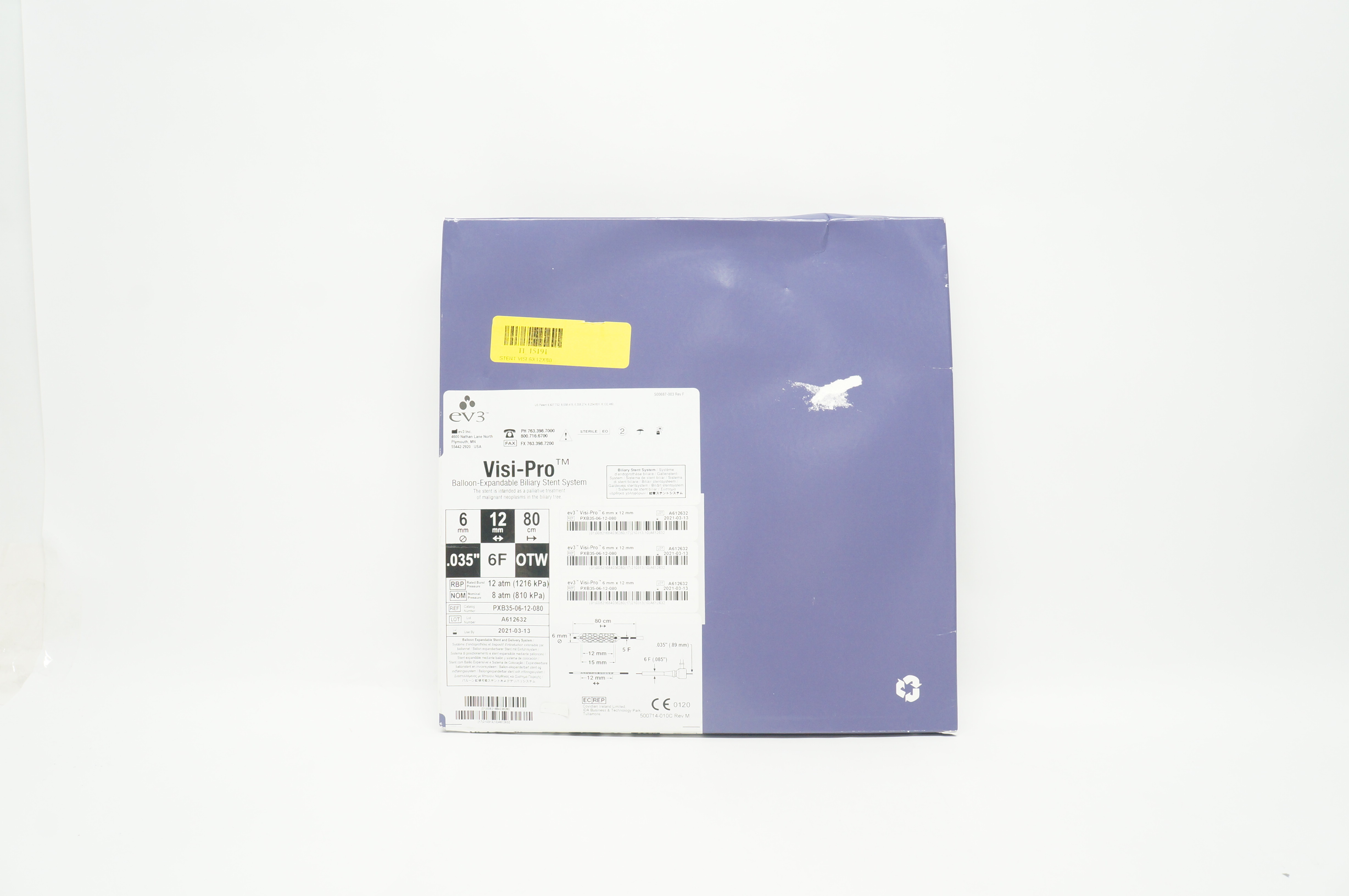 EV3 PXB35-06-12-080 Visi-Pro Balloon-Expandable Biliary Stnt 6 x 12mm x ...