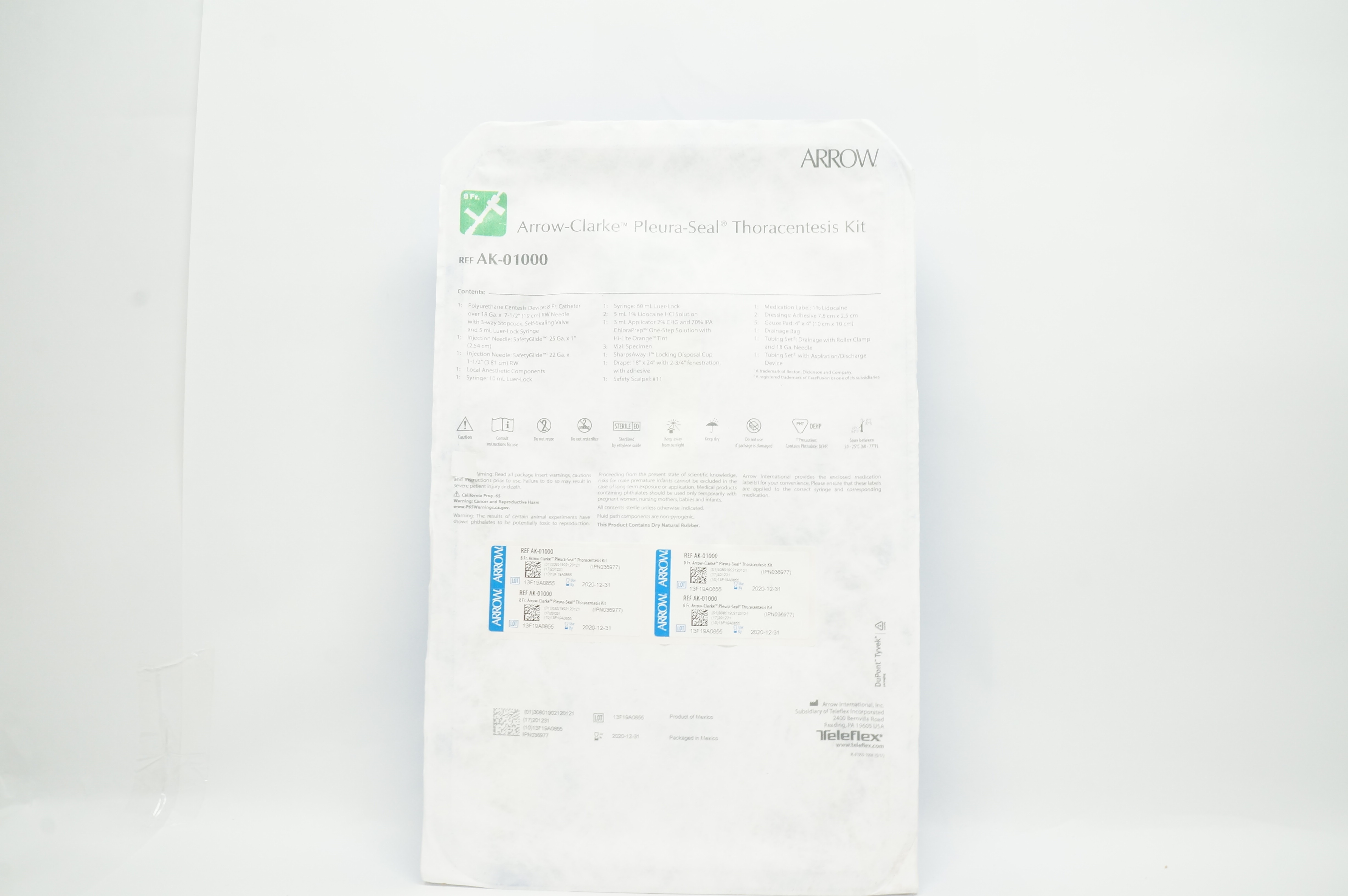Arrow AK-01000 Arrow-Clarke Pleura Seal Thoracentesis Kit 8 Fr (x)