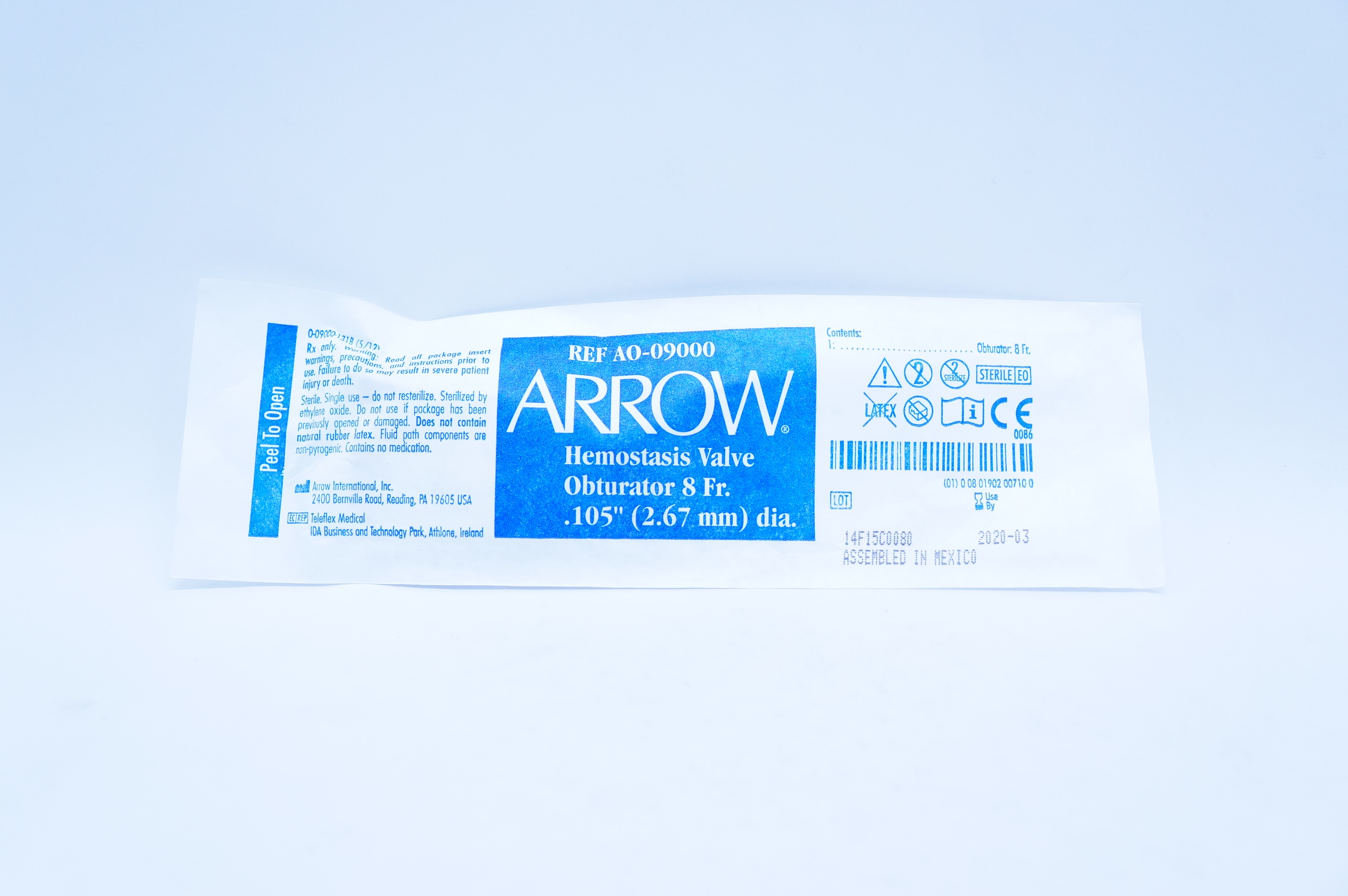 Arrow AO-09000 Hemostasis Valve Obturator 8Fr .105in. dia. (x)