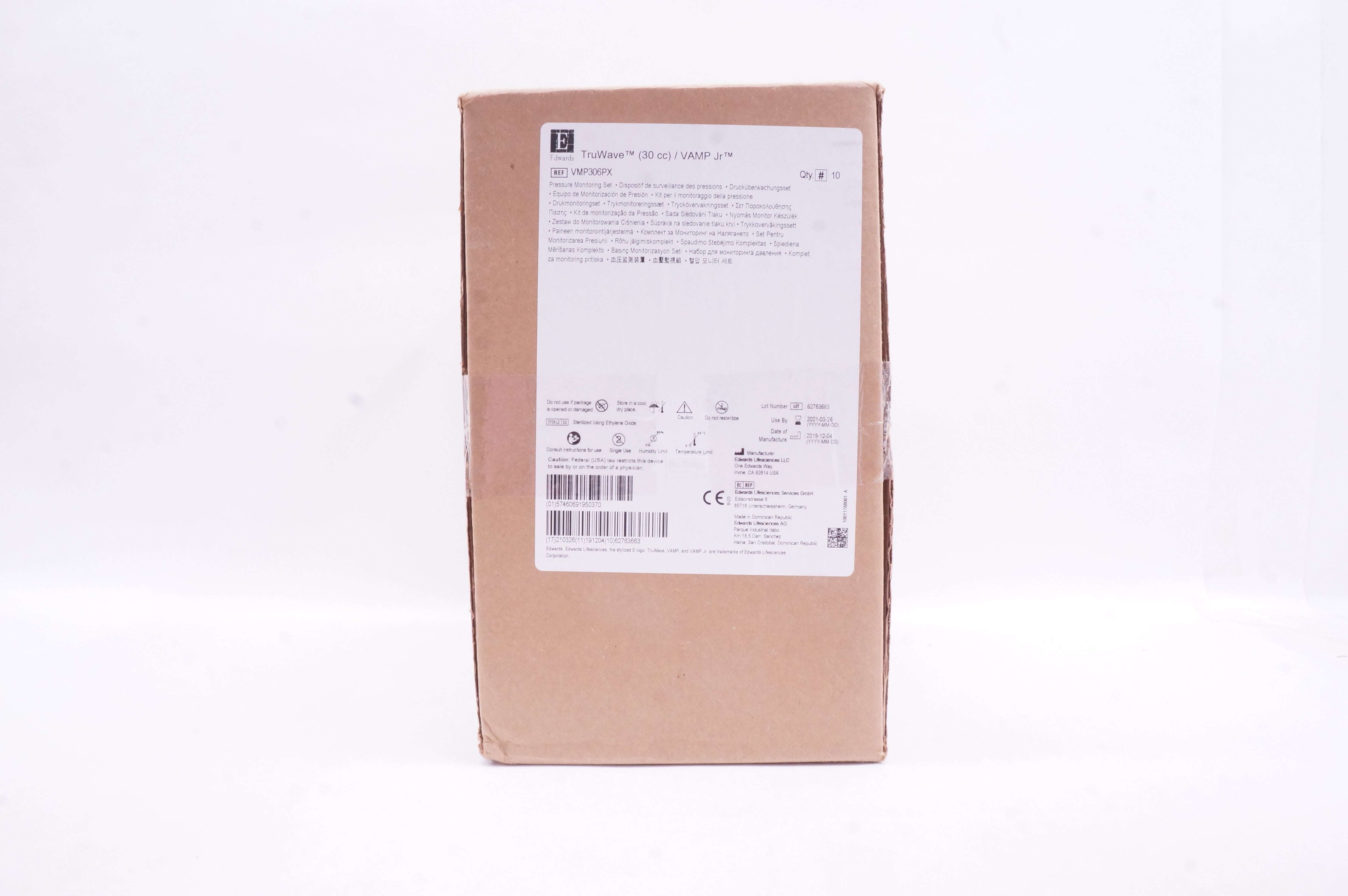 Edwards Lifesciences VMP306PX TruWave 30cc/VAMP Jr - Case of 10 (x)