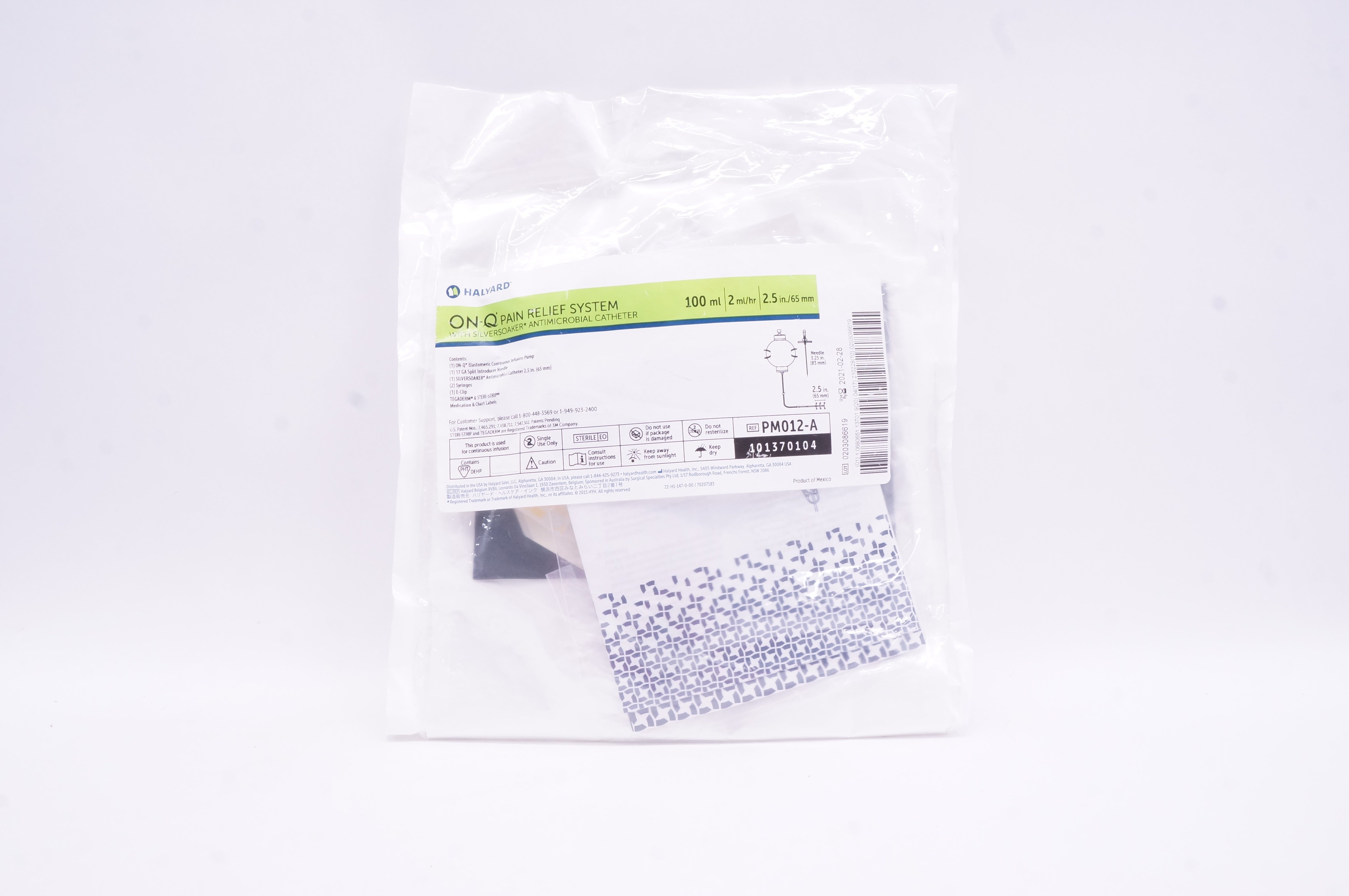 Halyard PM012-A On-Q Pain Relief System with Cath. 100ml Ndle 3.25in. 2 ...