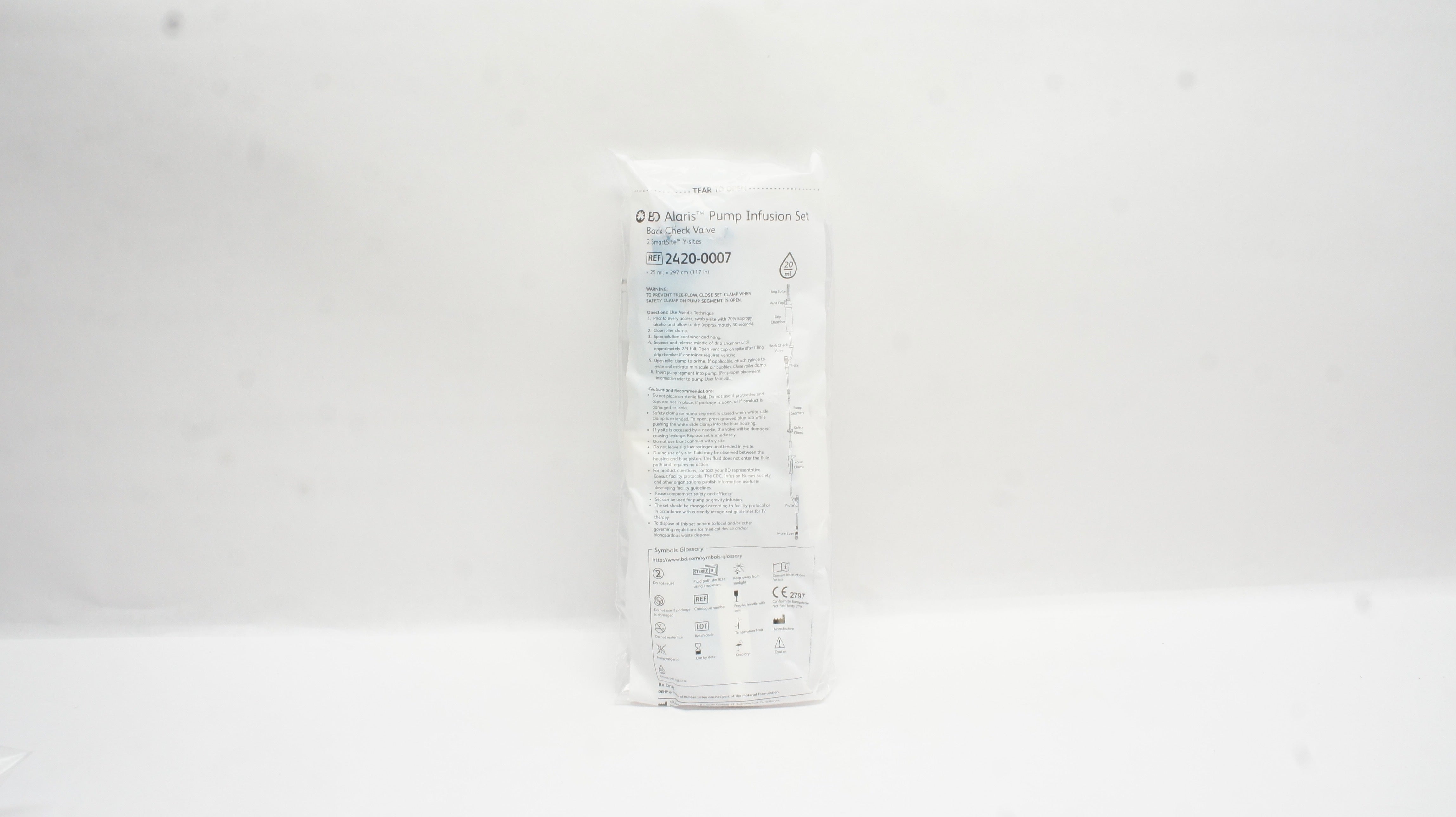 BD 2420-0007 Alaris Pump Infusion Set Back Check Valve 117inch x 25ml ...