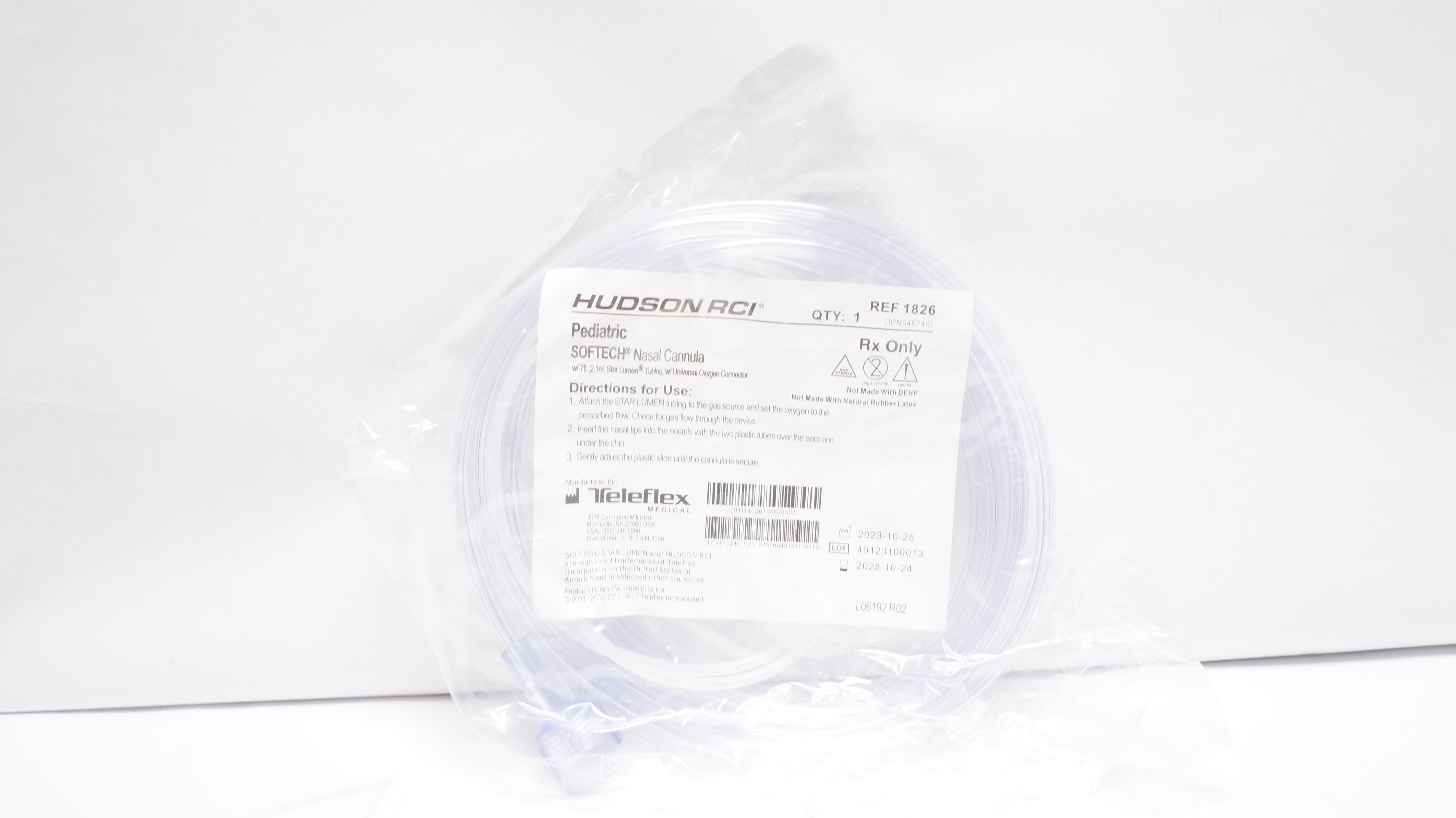 Teleflex 1826 HudsonRCI Pediatric Softech Nasal Cannula w/7ftTubing ...