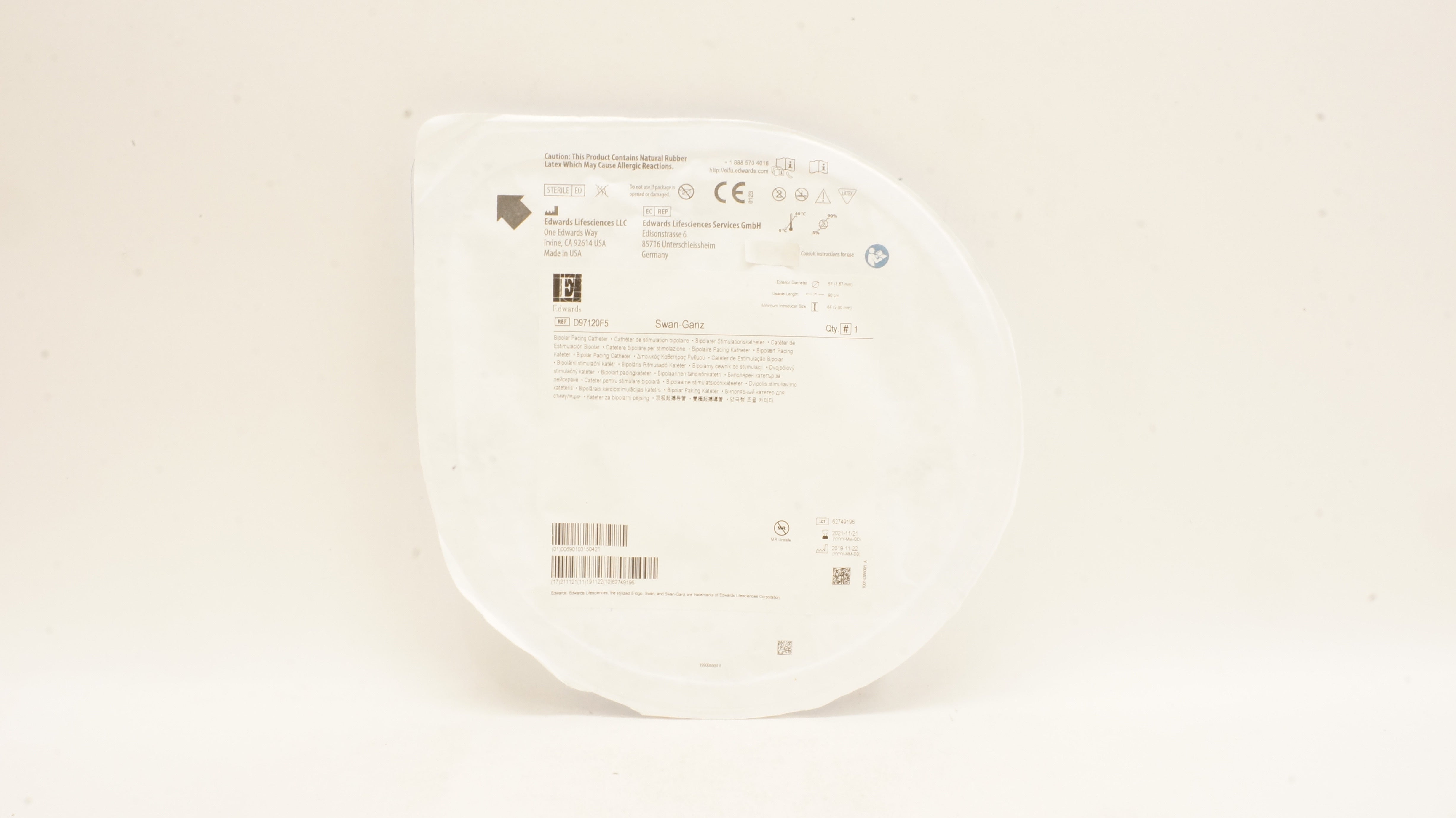 Edwards Lifesciences D97120F5 Swan-Ganz Bipolar Pacing Cath. 5F x 90cm
