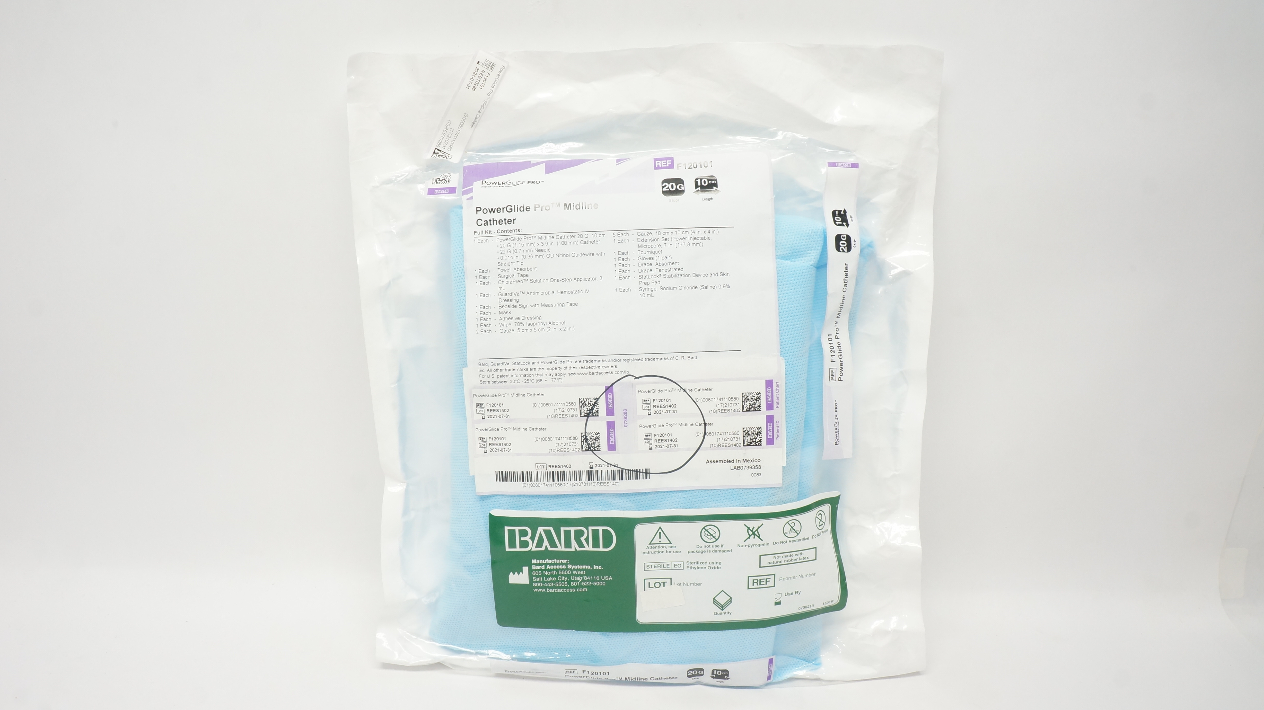 Bard F120101 PowerGlide Pro Midline Cath. 20G x 10cm (x)