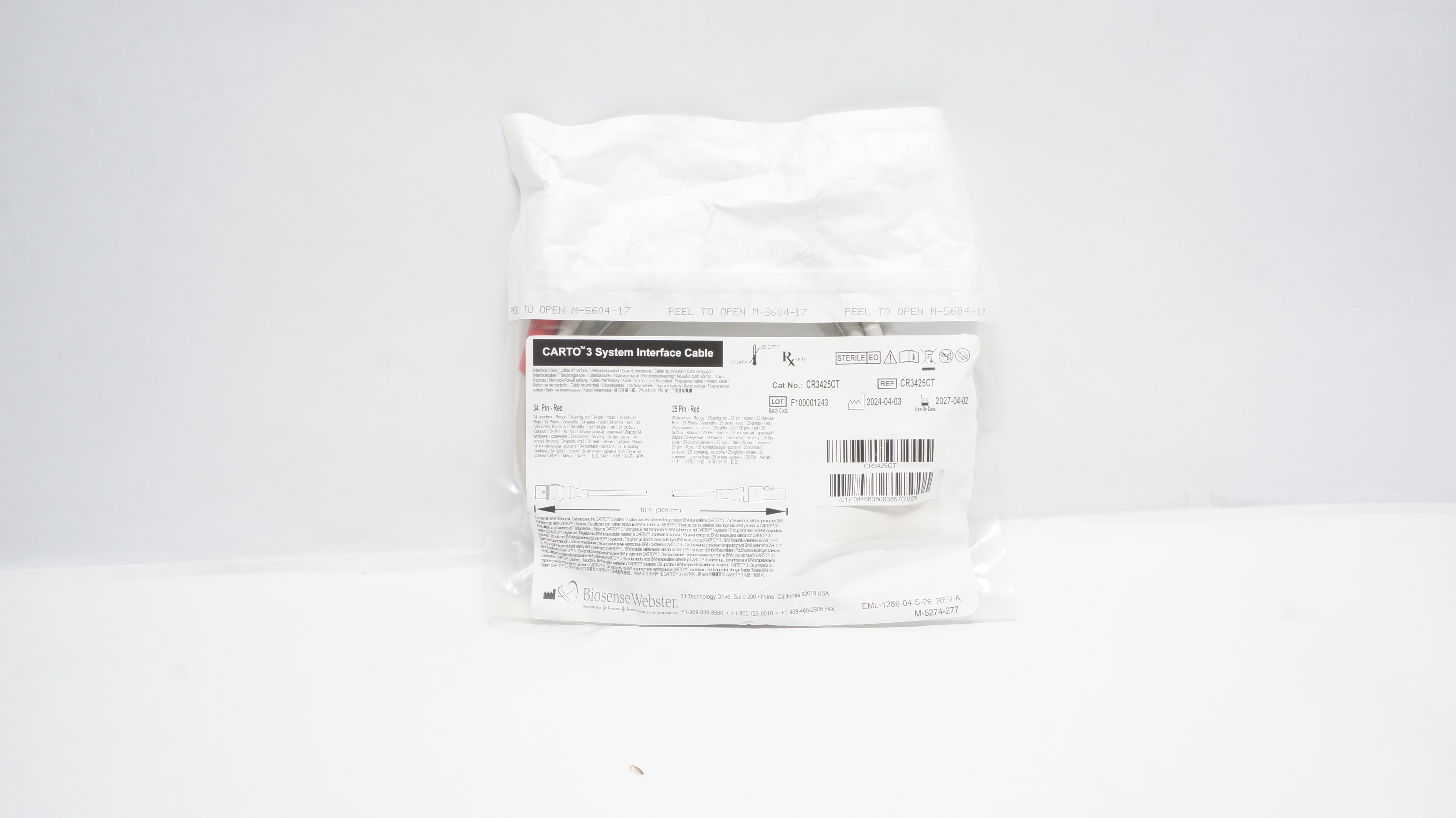 Biosense Webster CR3425CT Carto 3 System Interface Cable 10Ft 34Pin ...