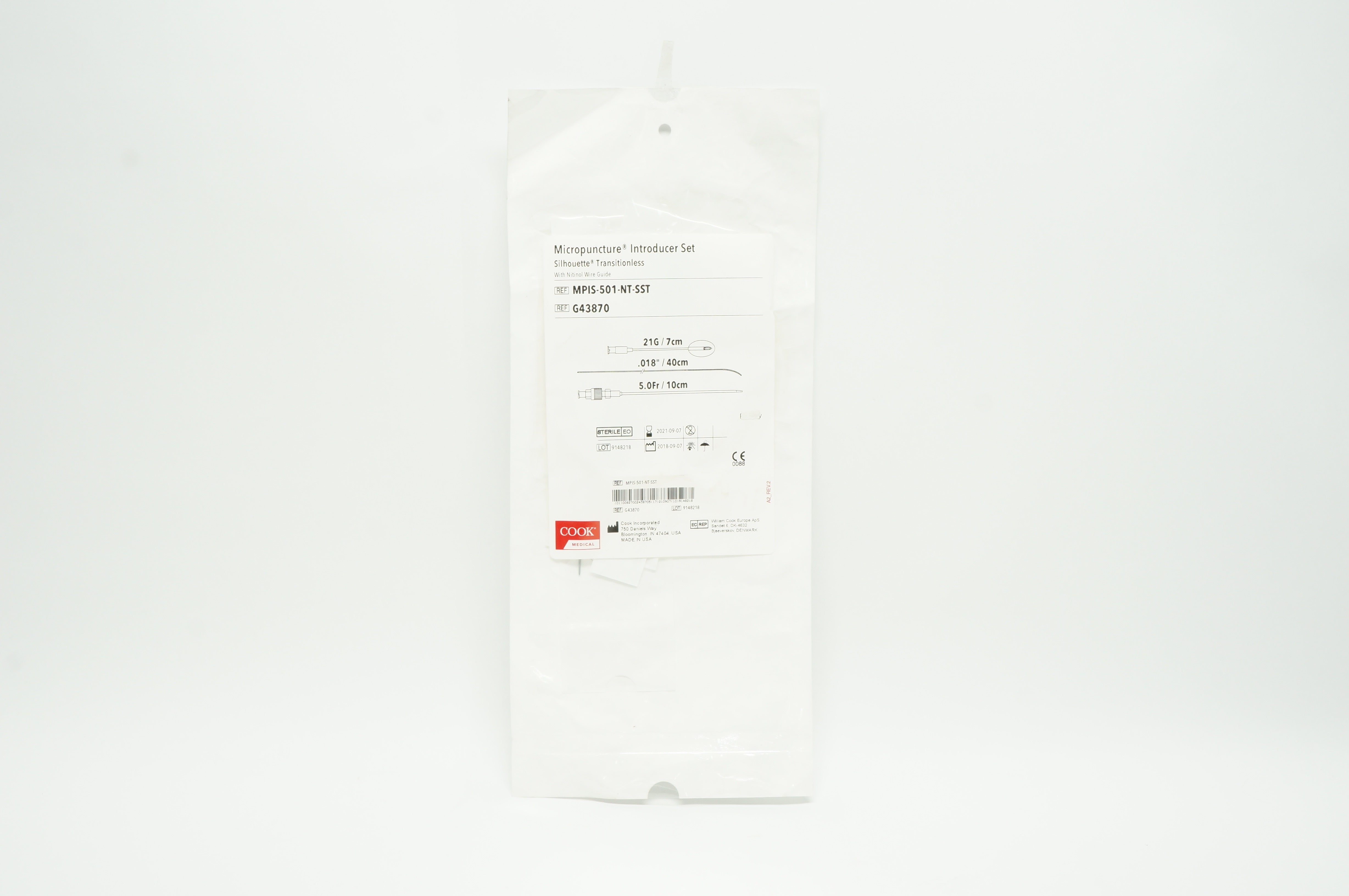 Cook Medical G43870 Micropuncture Introducer Set Transitionless 5.0Fr x ...