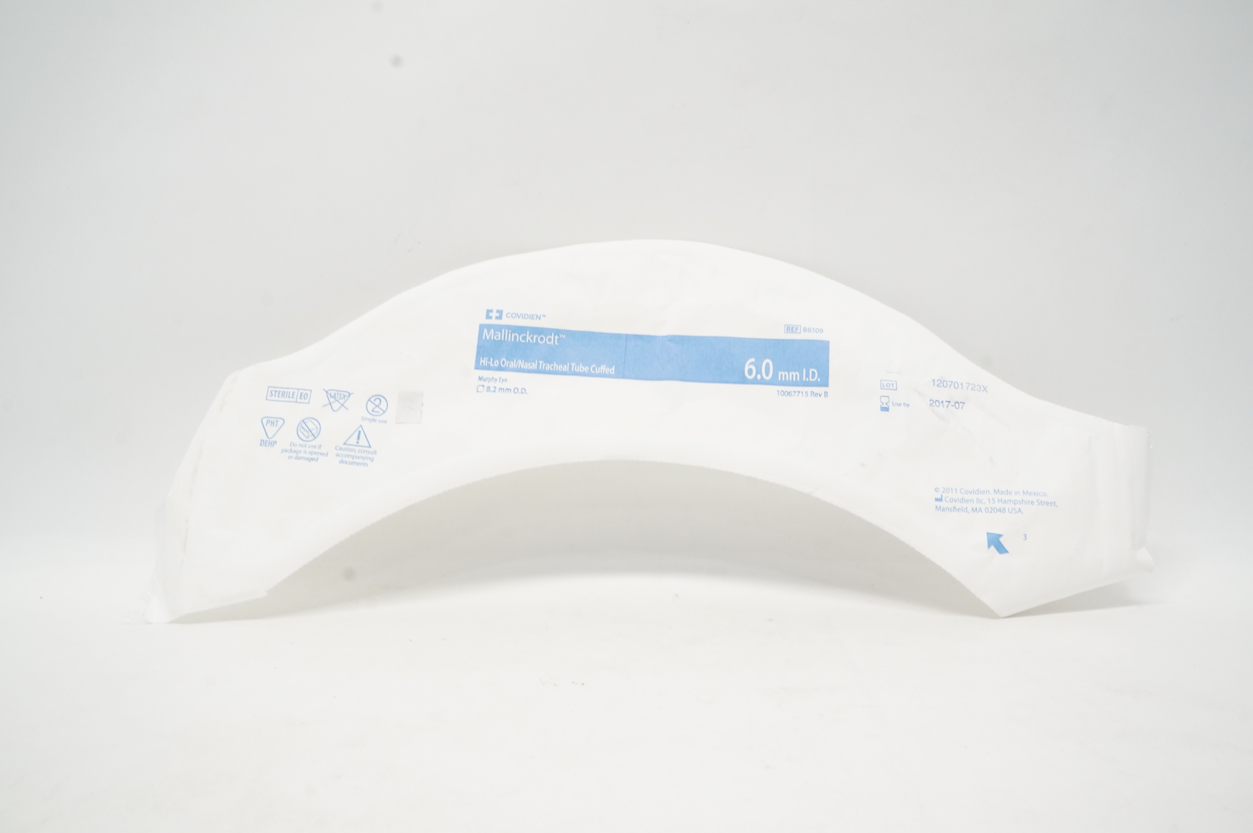 Covidien 86110 Shiley Hi-Lo Oral/Nasal Tracheal Tube Cuffed 6.5 x8.9mm