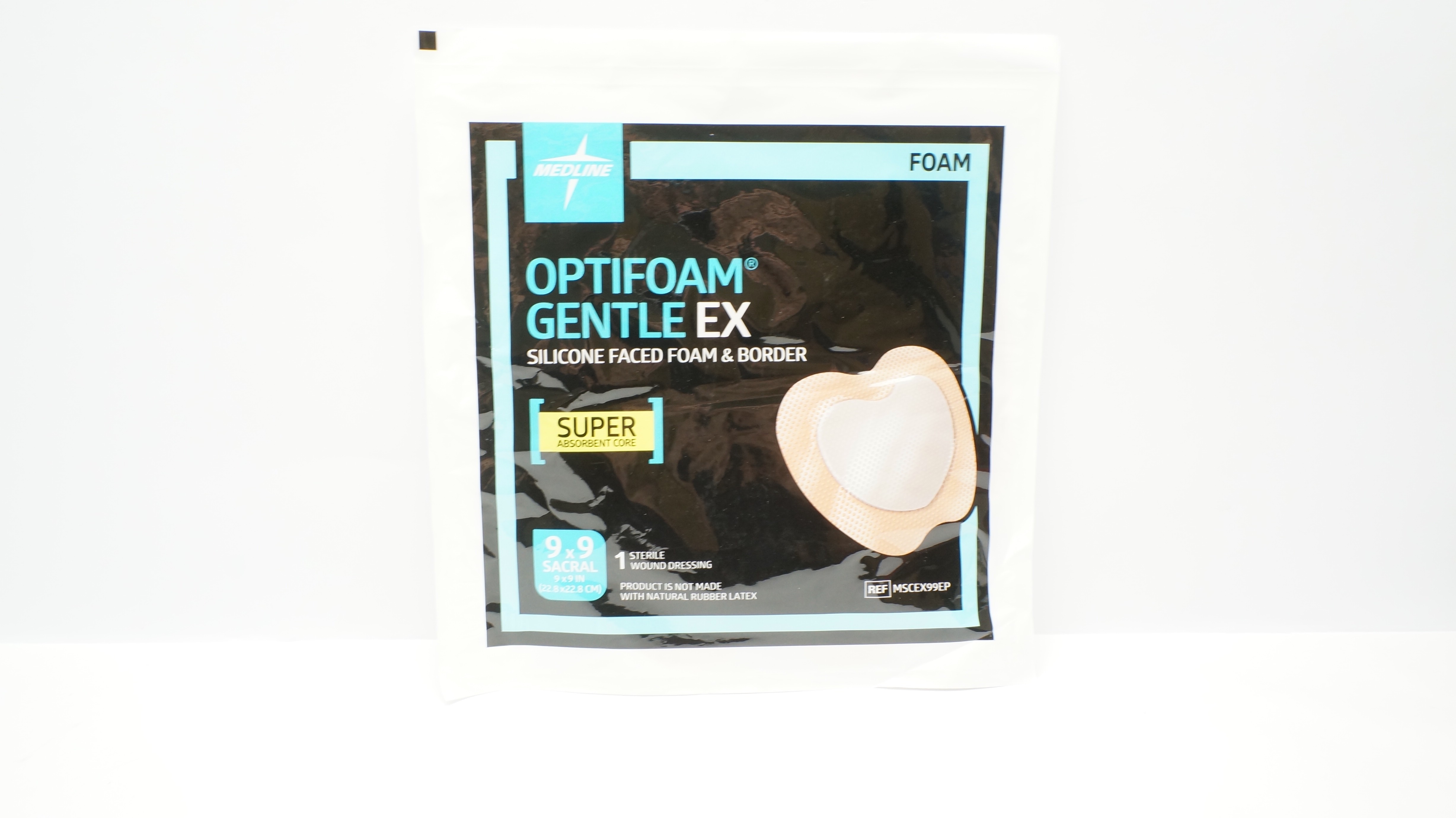 Medline MSCEX99EP Optifoam Gentle Ex Silicone Wound Dressing 9 x 9inch