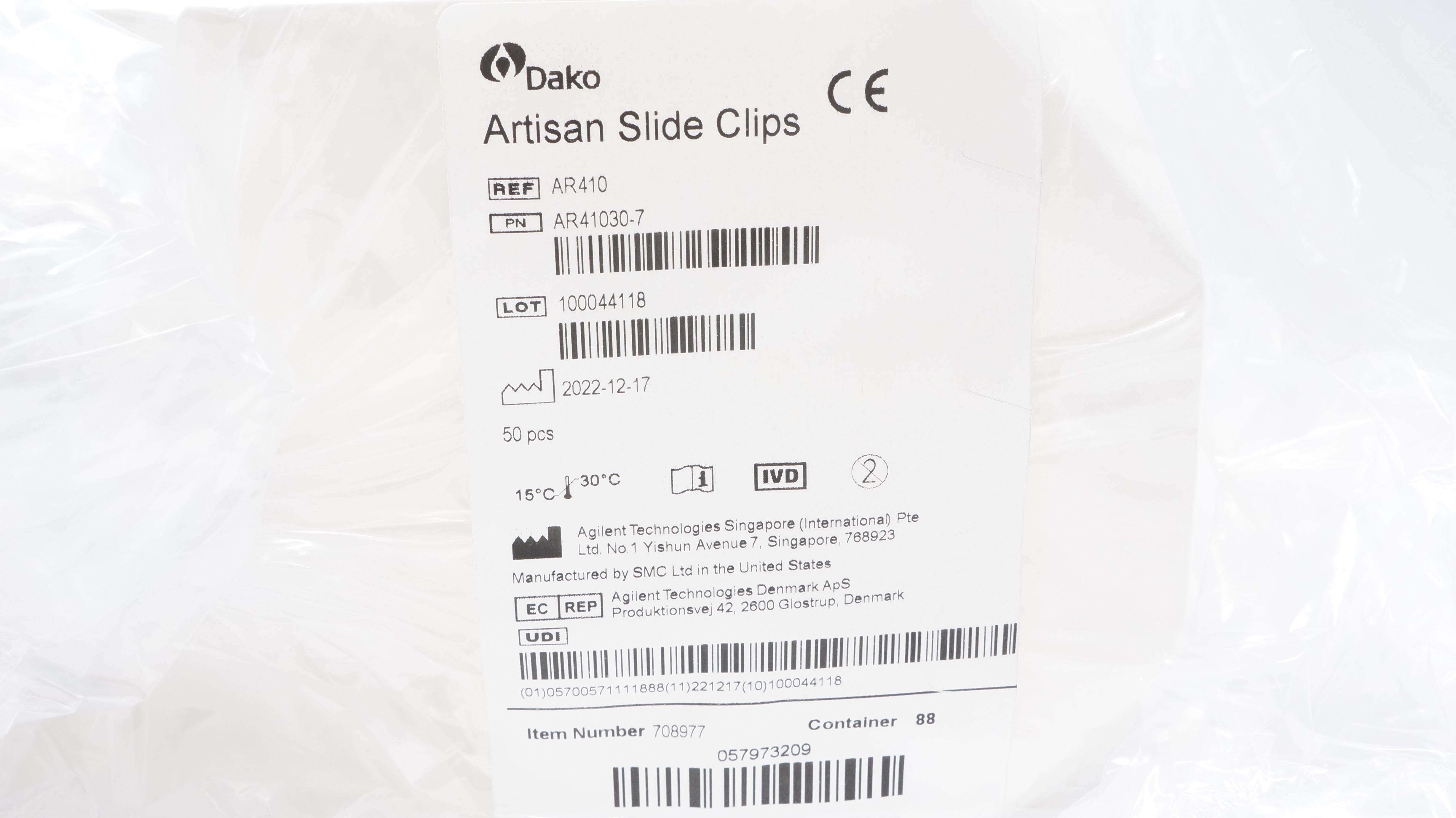 Agilent Technologies AR410 Dako Artisan Slide Clips - Pack of 50