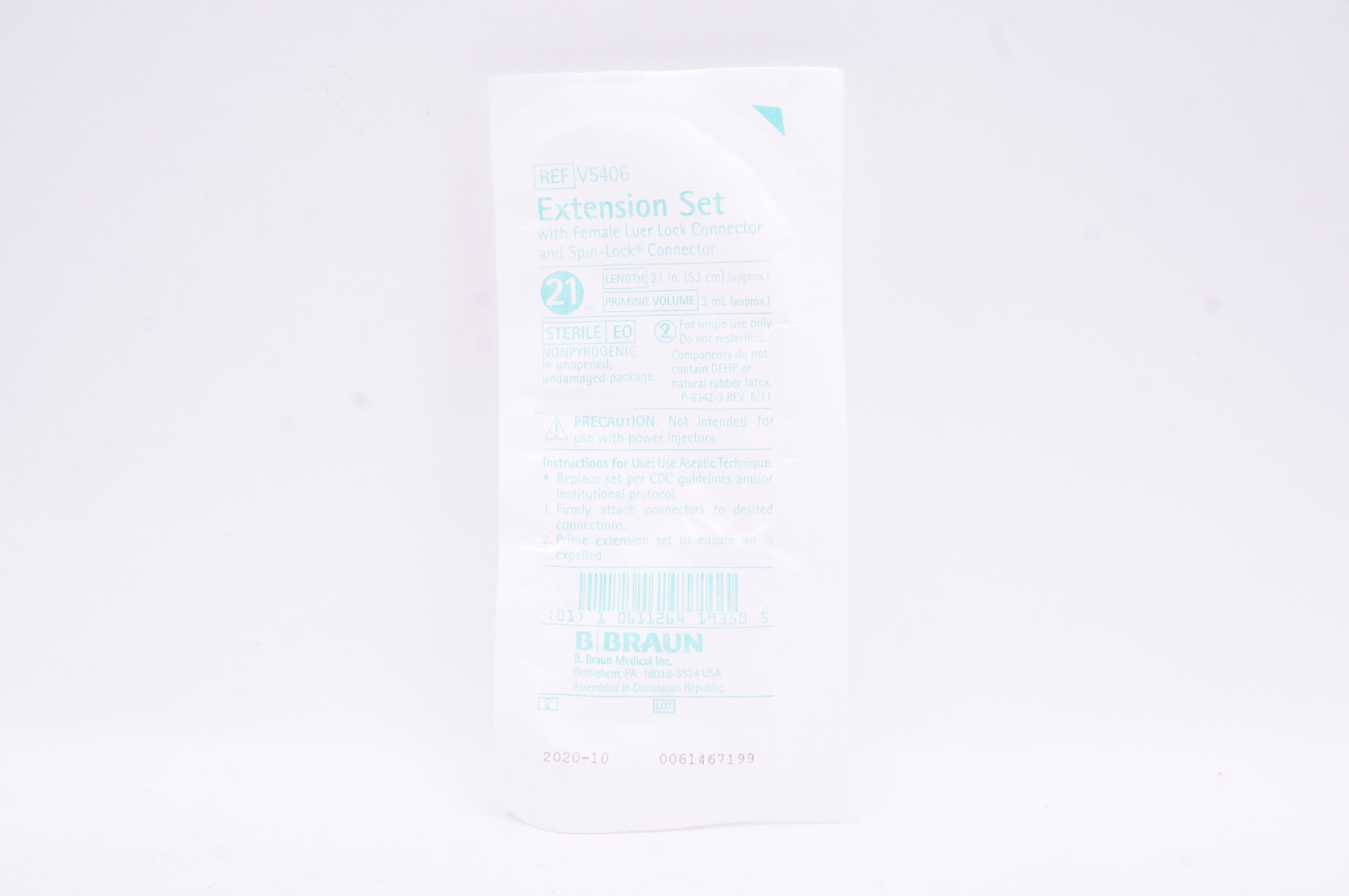 Braun V5406 Extension Set w/Female Luer Lock Spin-Lock Connectors ...