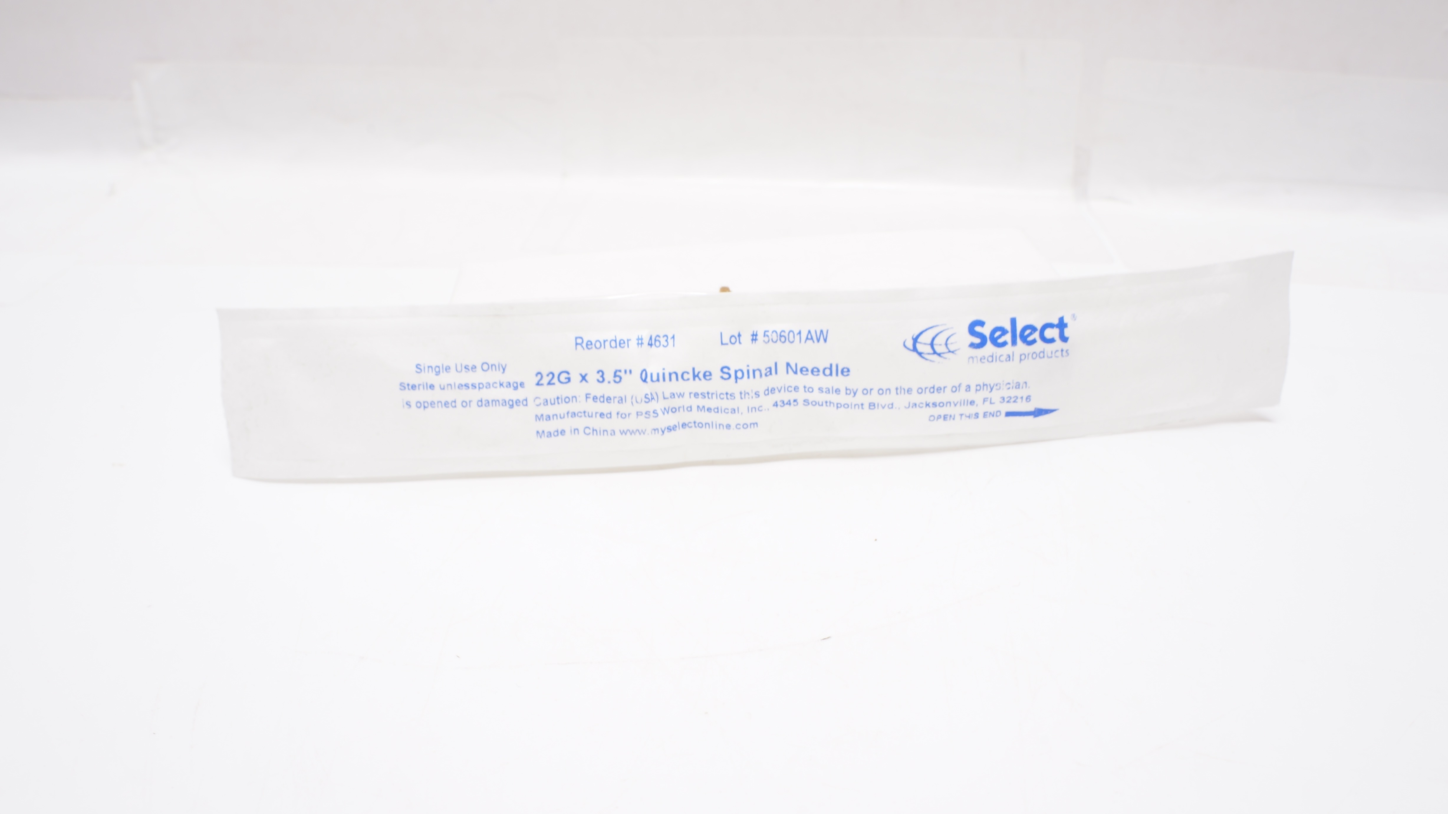 Select Medical 4631 Quinke Spinal Needle 22G x 3.5inch