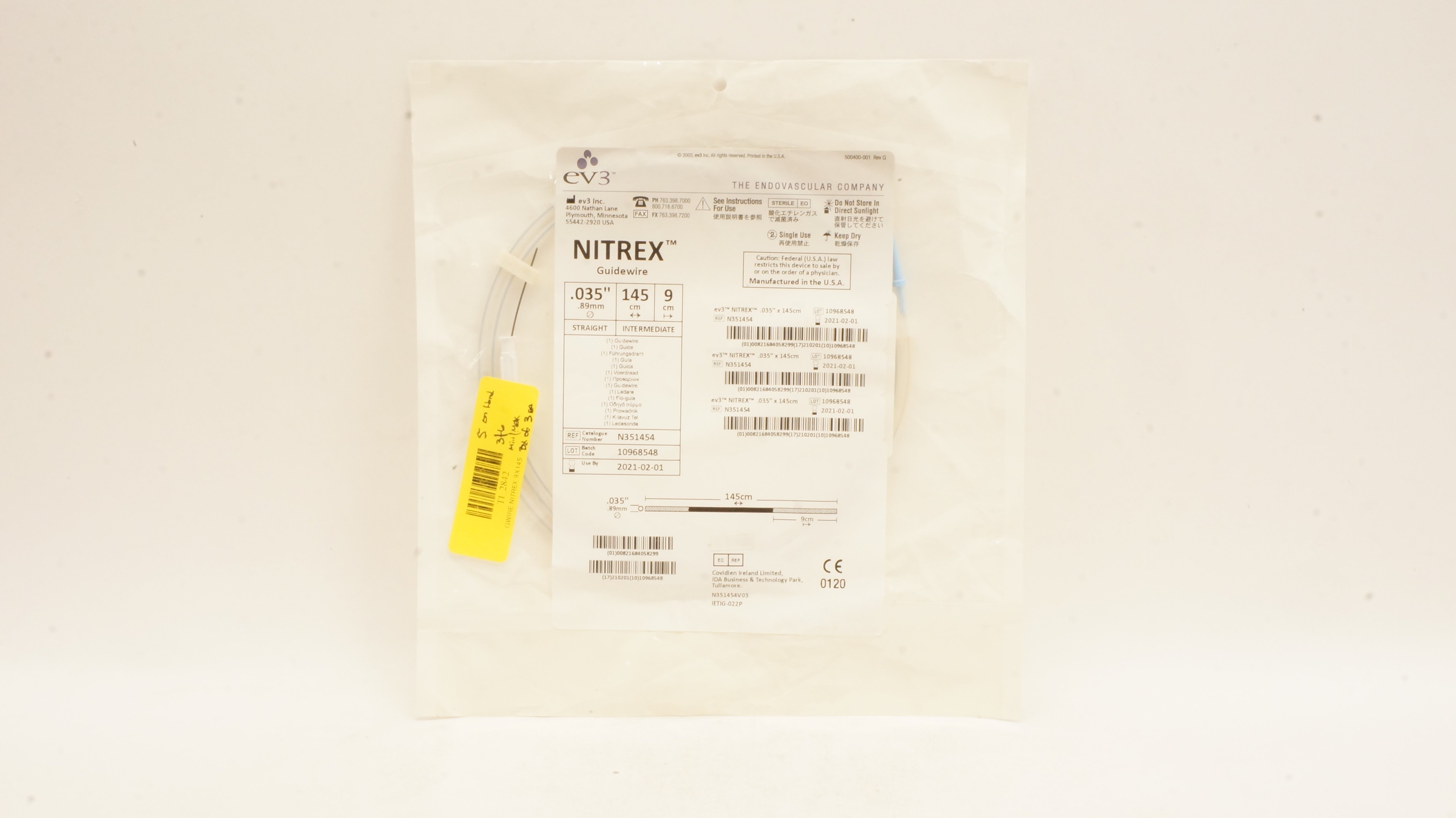 EV3 N351454 Nitrex Guidewire .035inch 145cm 9cm (x)