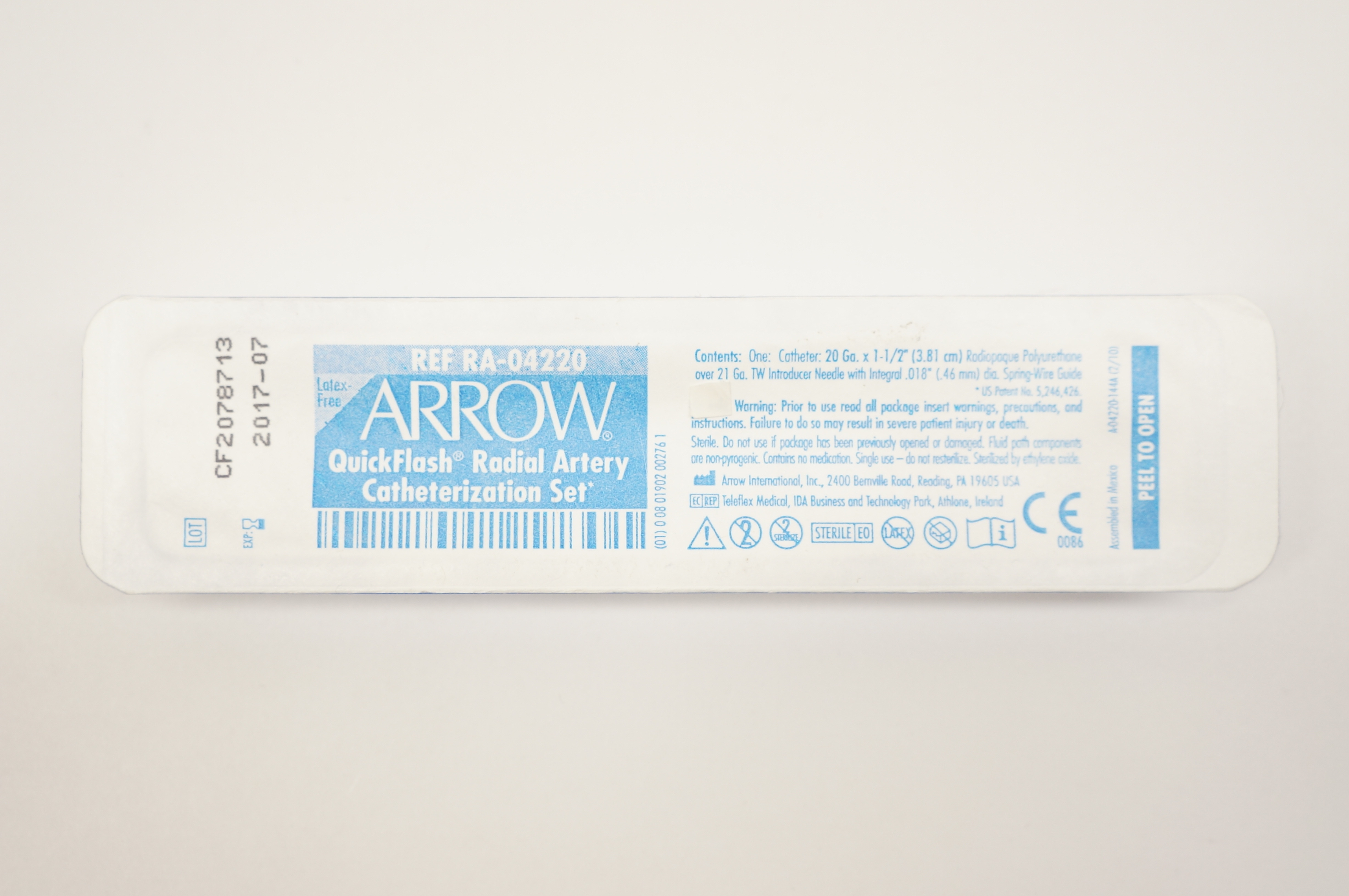Arrow RA-04220 QuickFlash Radial Artery Catheterization Set 20Ga - 1-1 ...
