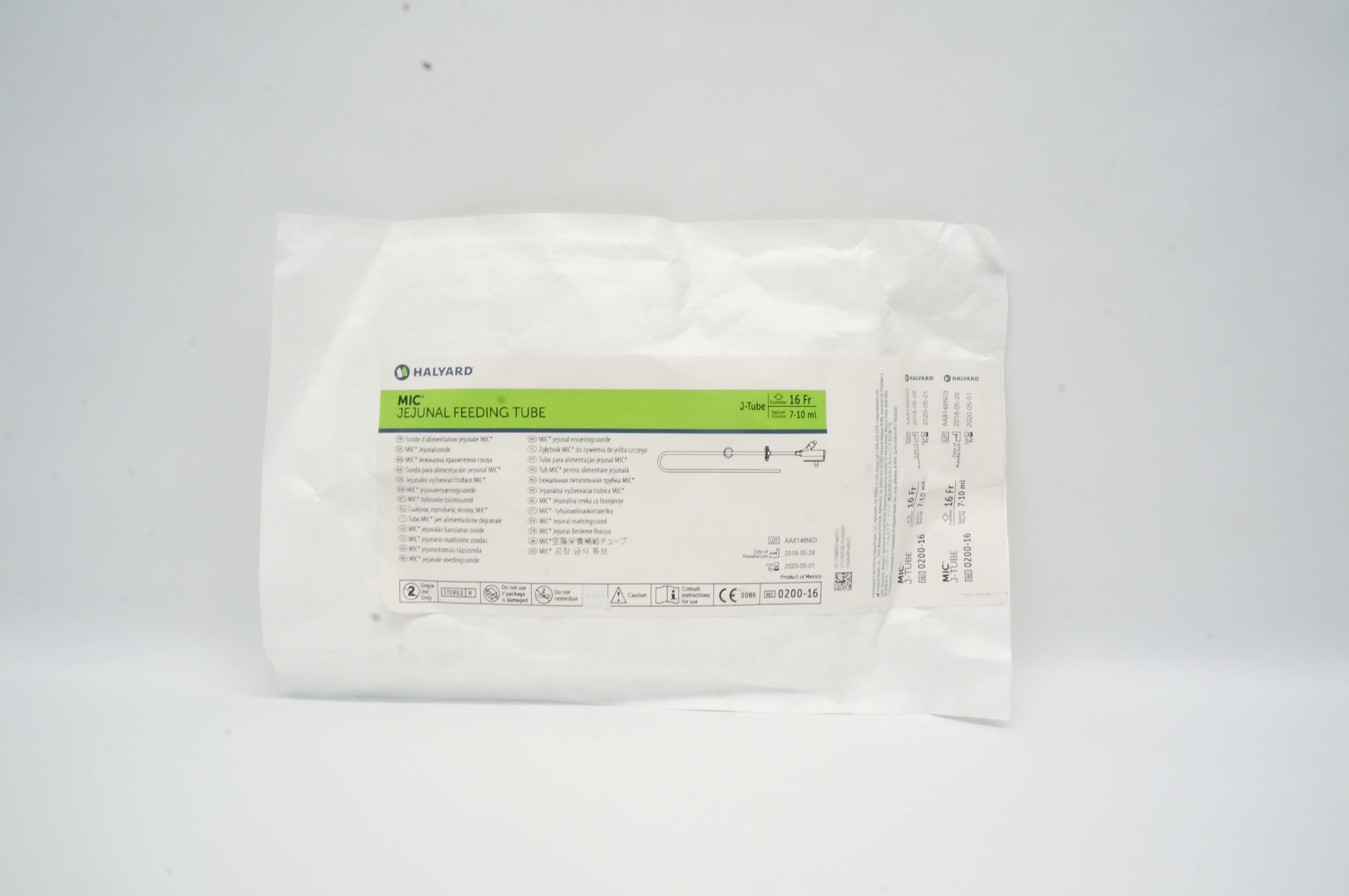 Halyard 0200-16 MIC Jejunal Feeding Tube 16Fr., 7-10ml (x)