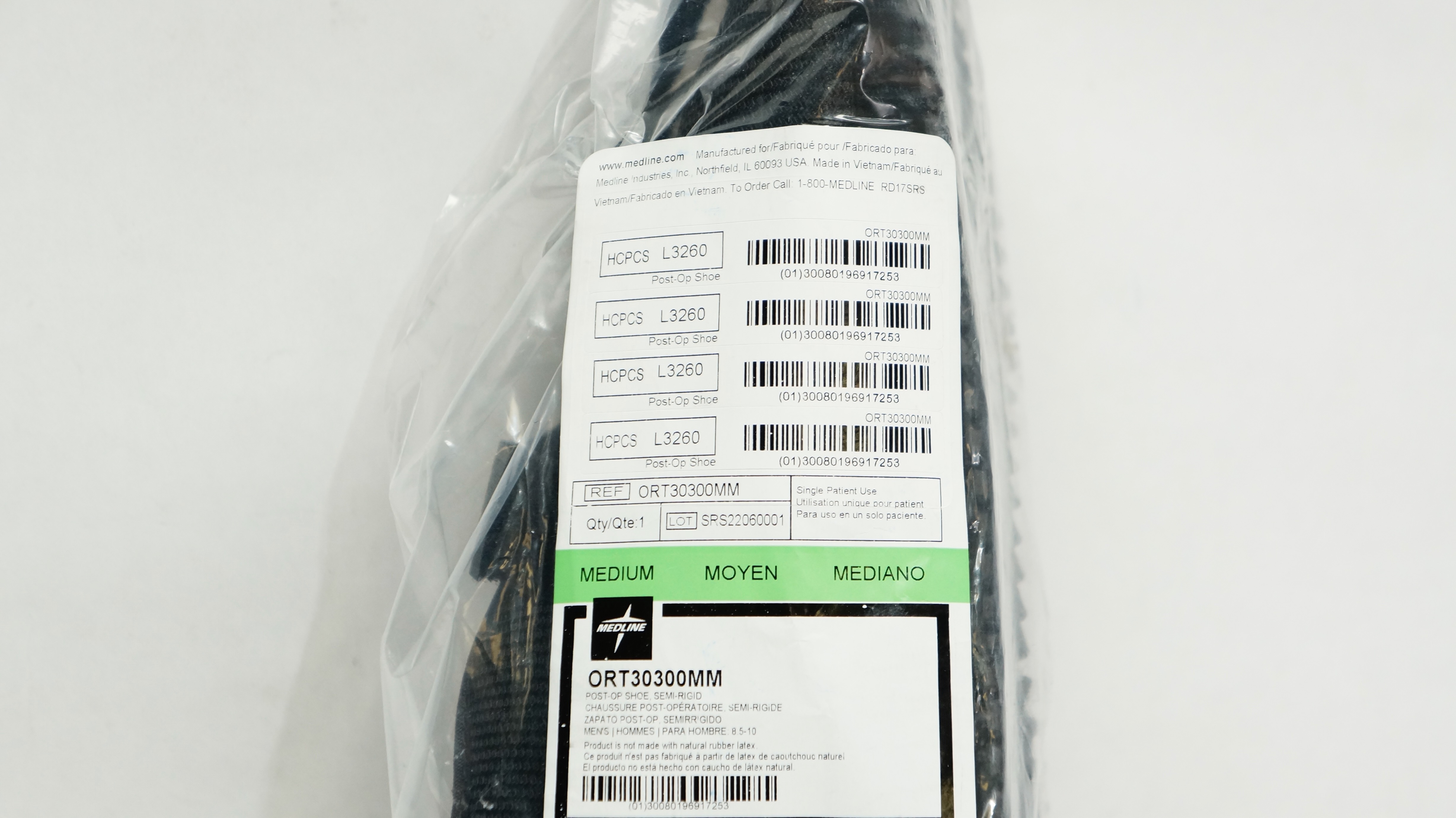 Medline ORT30300MM Post-Op Shoe Semi-Rigid Medium