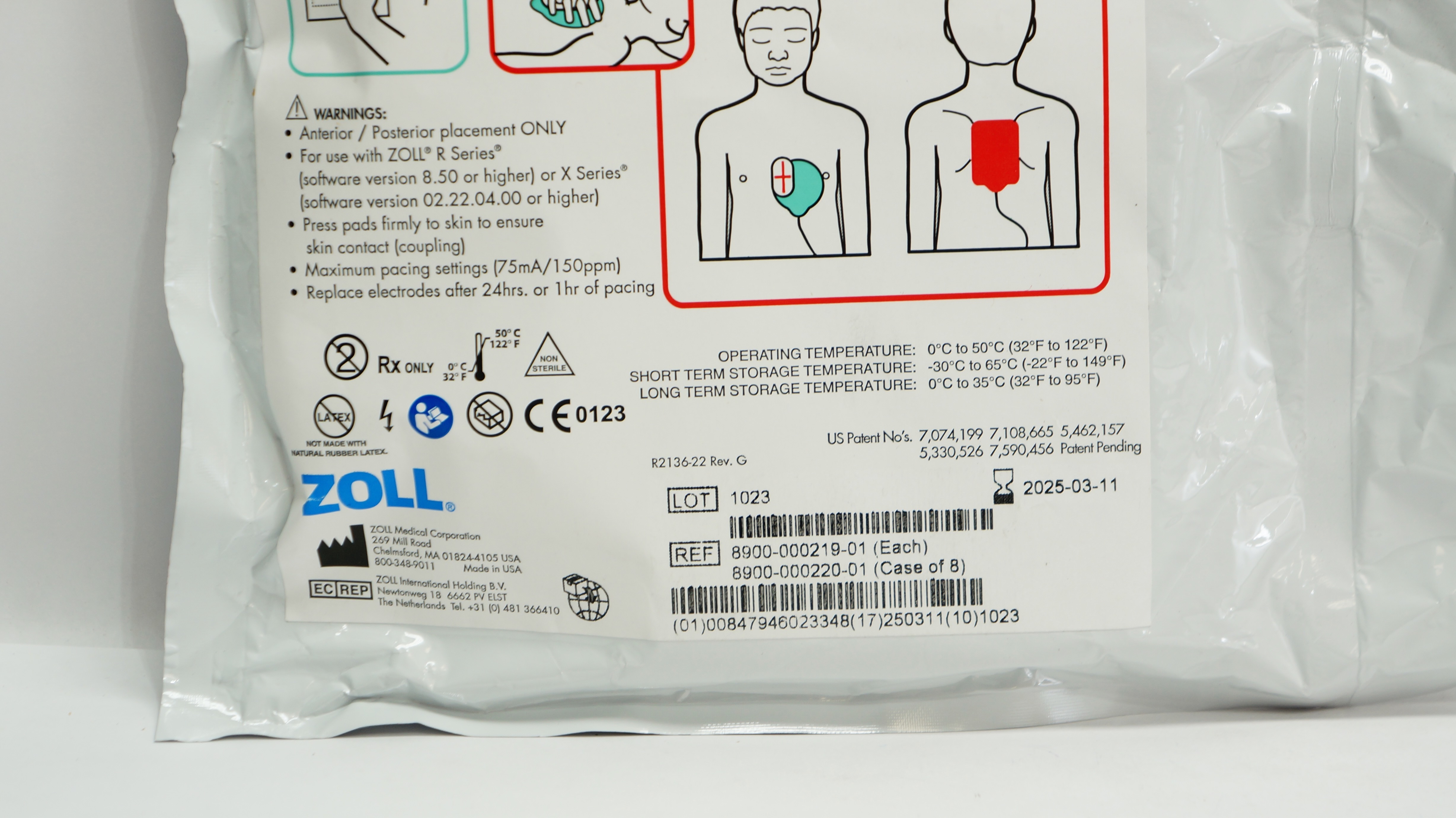 Zoll 8900-000219-01 OneStep Pediatric CPR Multi-Function Electrode 0-8 ...