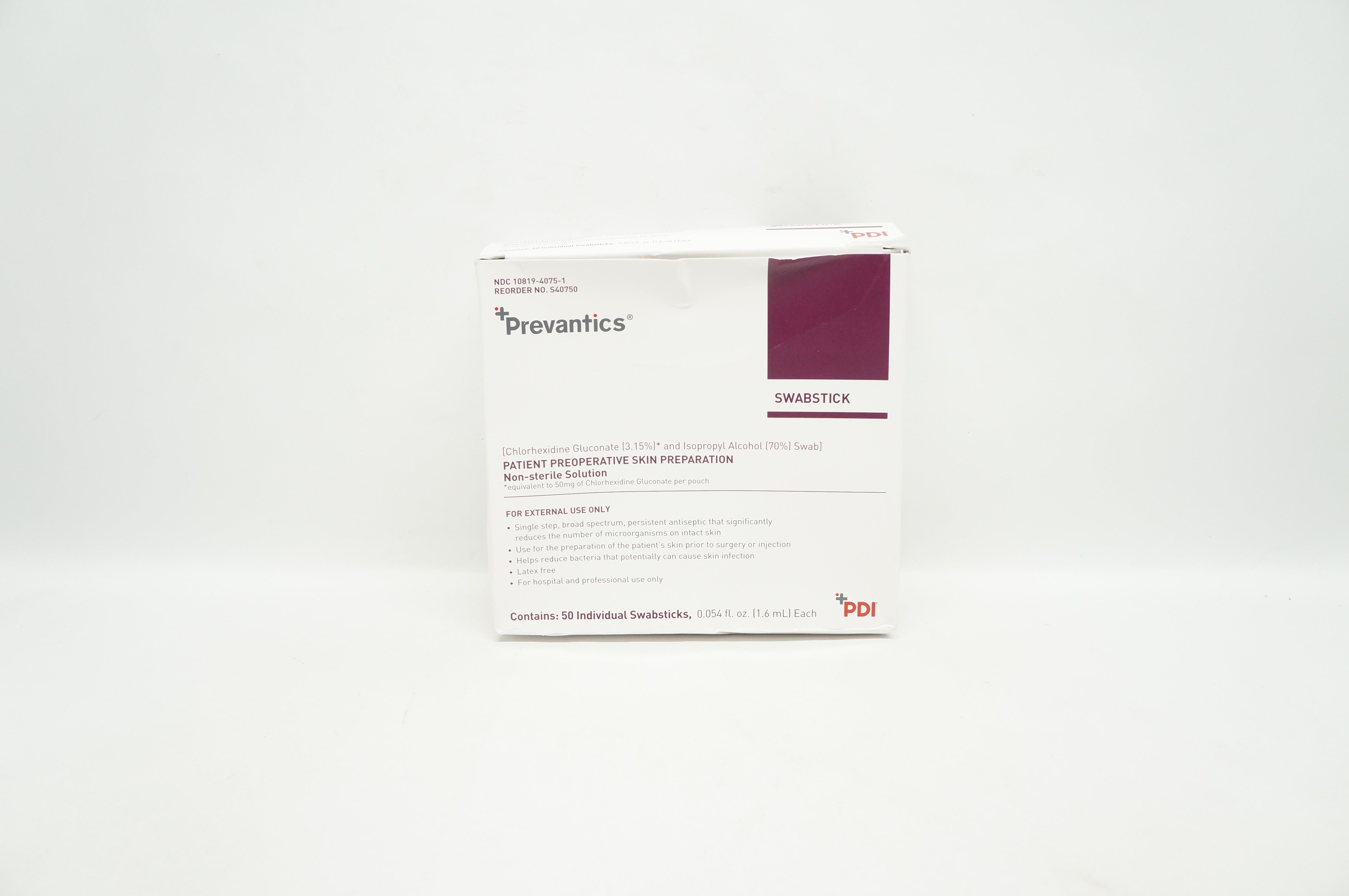 PDI S40750 Prevantics Chlorhexidine Gluconate Isopropyl Swabstick (x ...