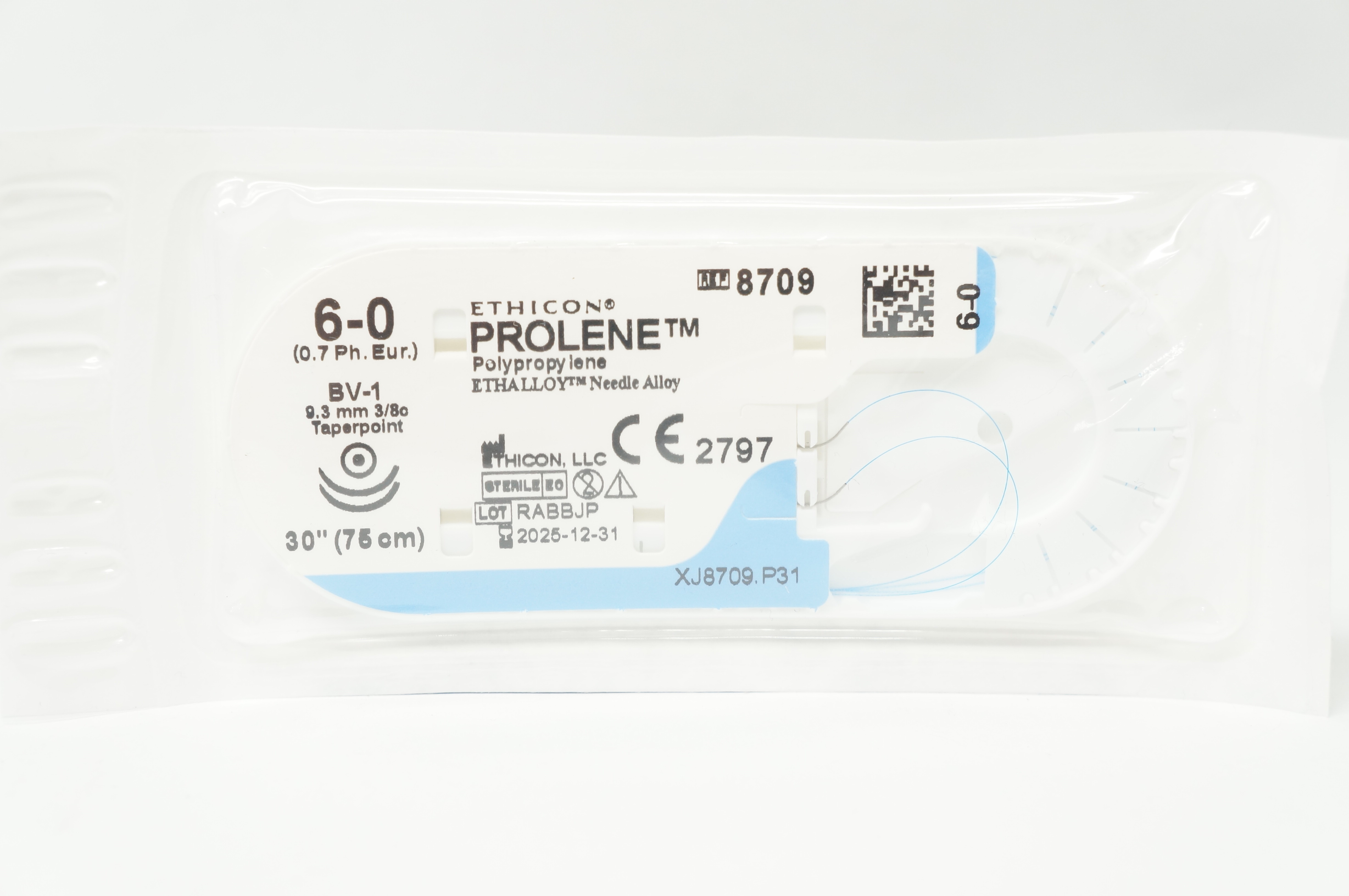 Ethicon 8709 6-0 PROLENE Stre BV-1 9.3mm 3/8c Taperpoint 30inch