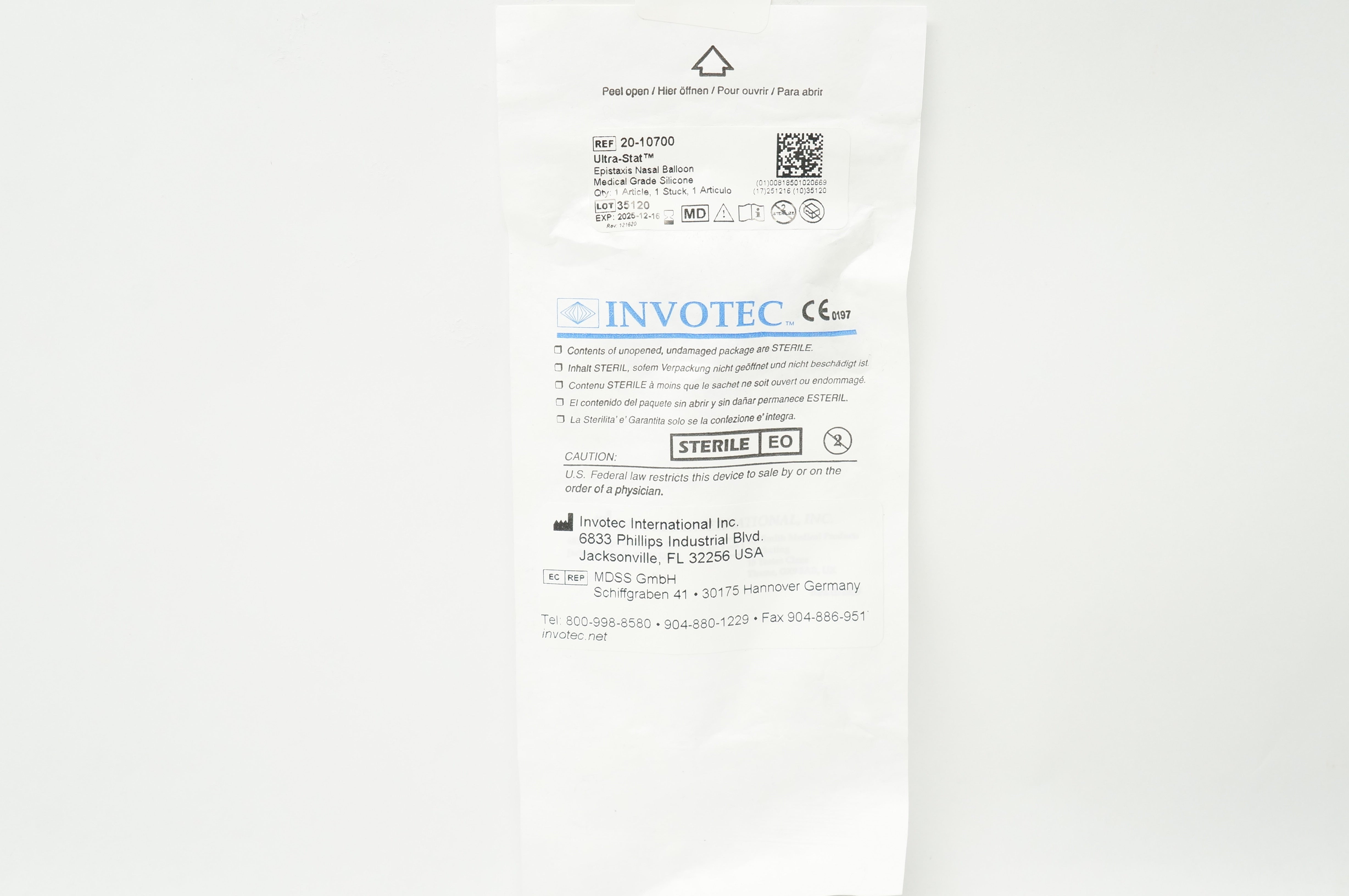 Invotec 20-10700 Ultra-Stat Epistaxis Nasal Balloon