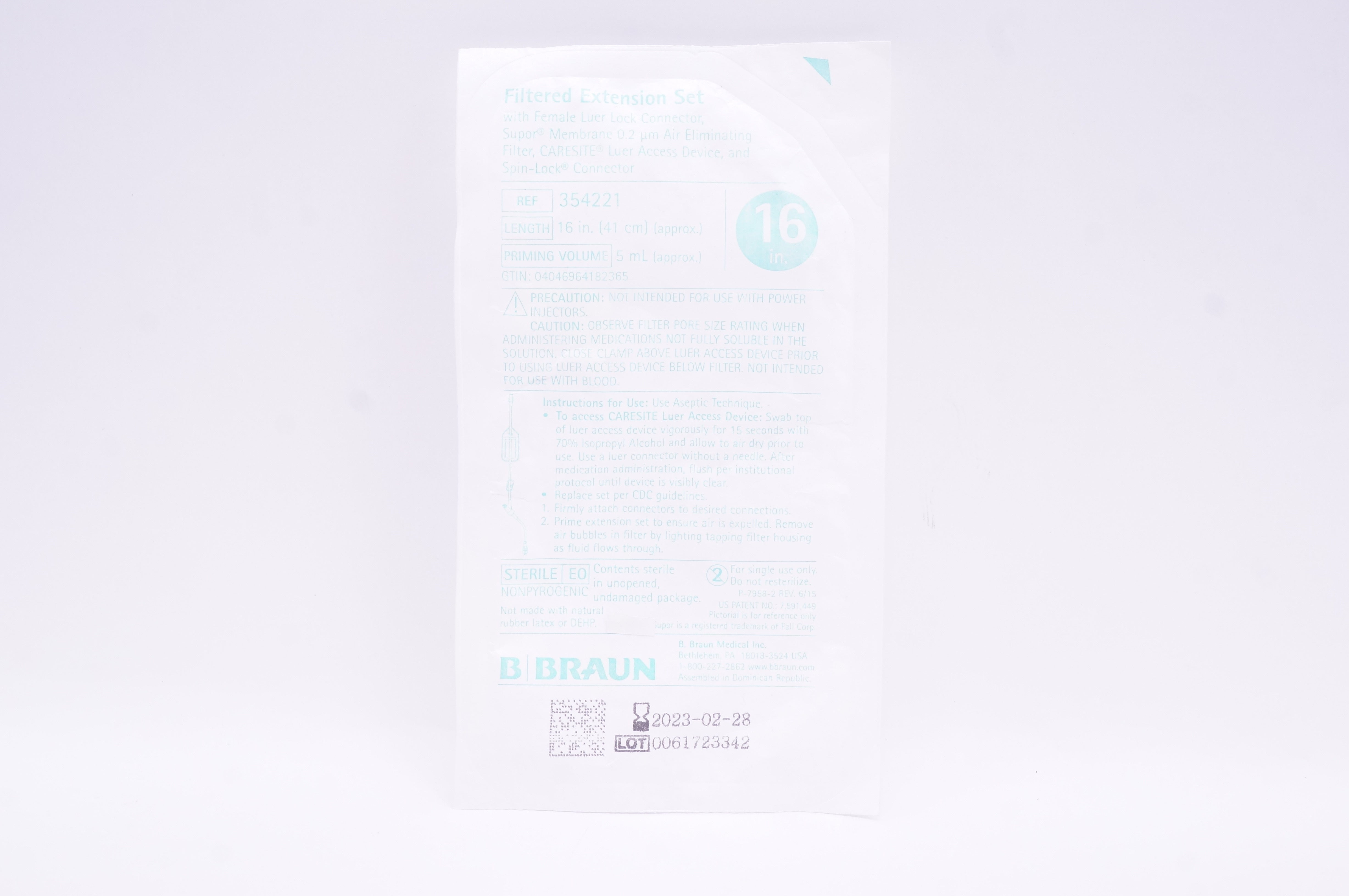 B. Braun 473992 Ultrasite Filtered Extension Set with Female Luer Lock ...