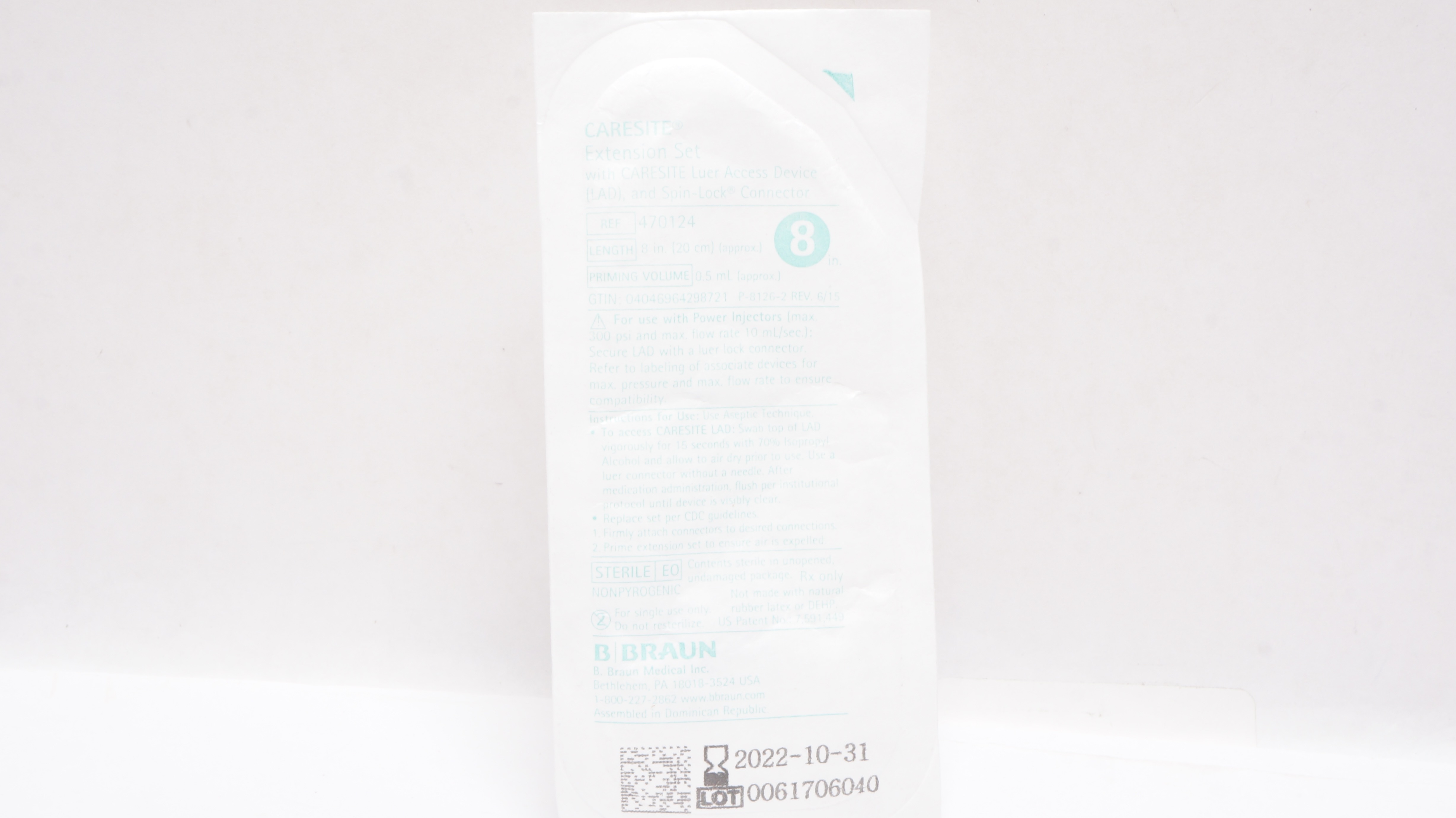 Braun 470124 Caresit Extension Set w/Access Device & Connector 8inch x ...