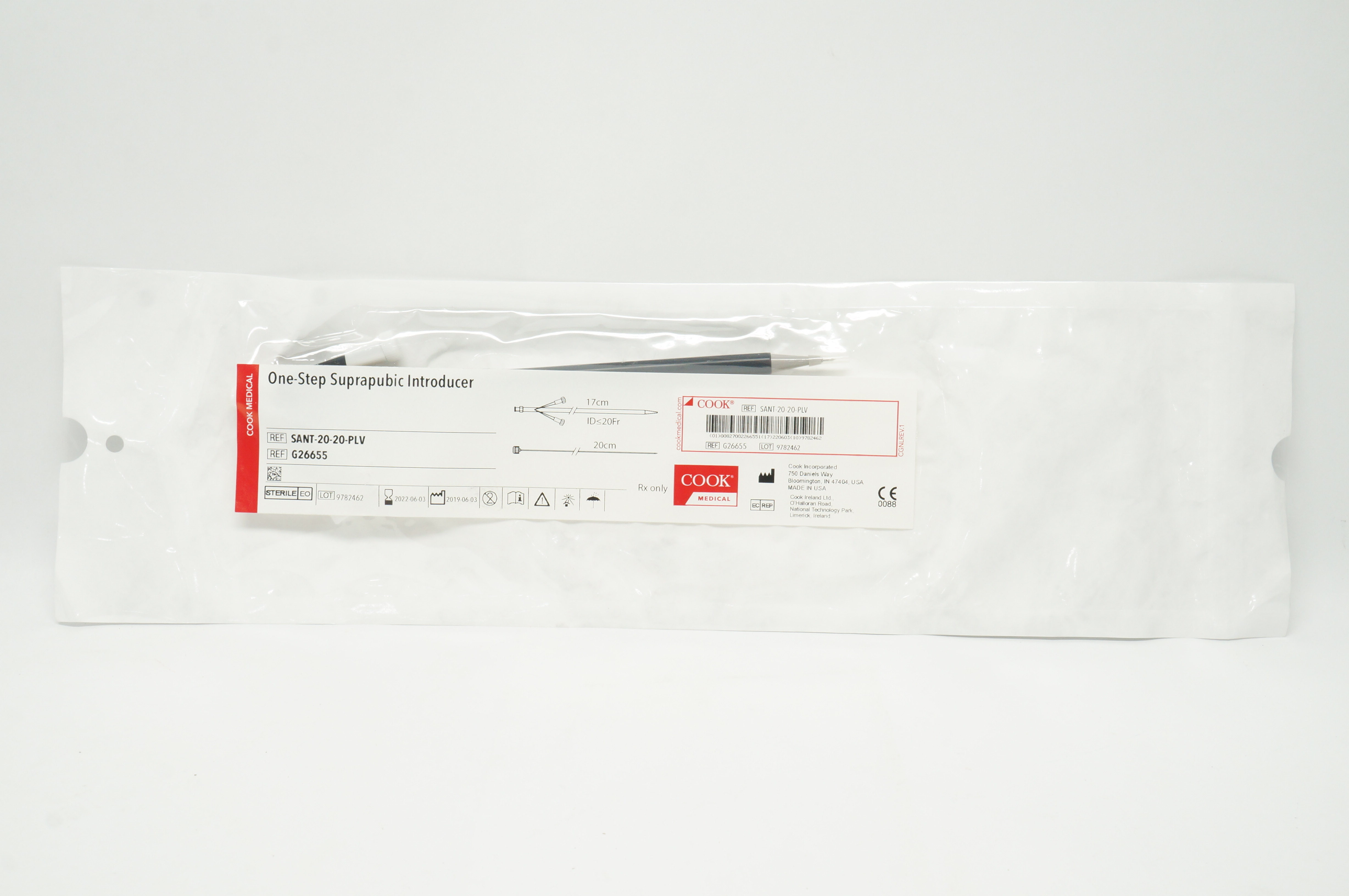 Cook Medical G26655 One-Step Suprapubic Introducer 17cm ID≤20Fr x 20cm