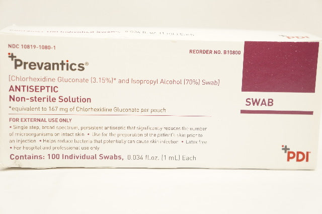 PDI B10800 Prevantics Antiseptic, Swab 0.034 fl. oz. (x) - Box of 100