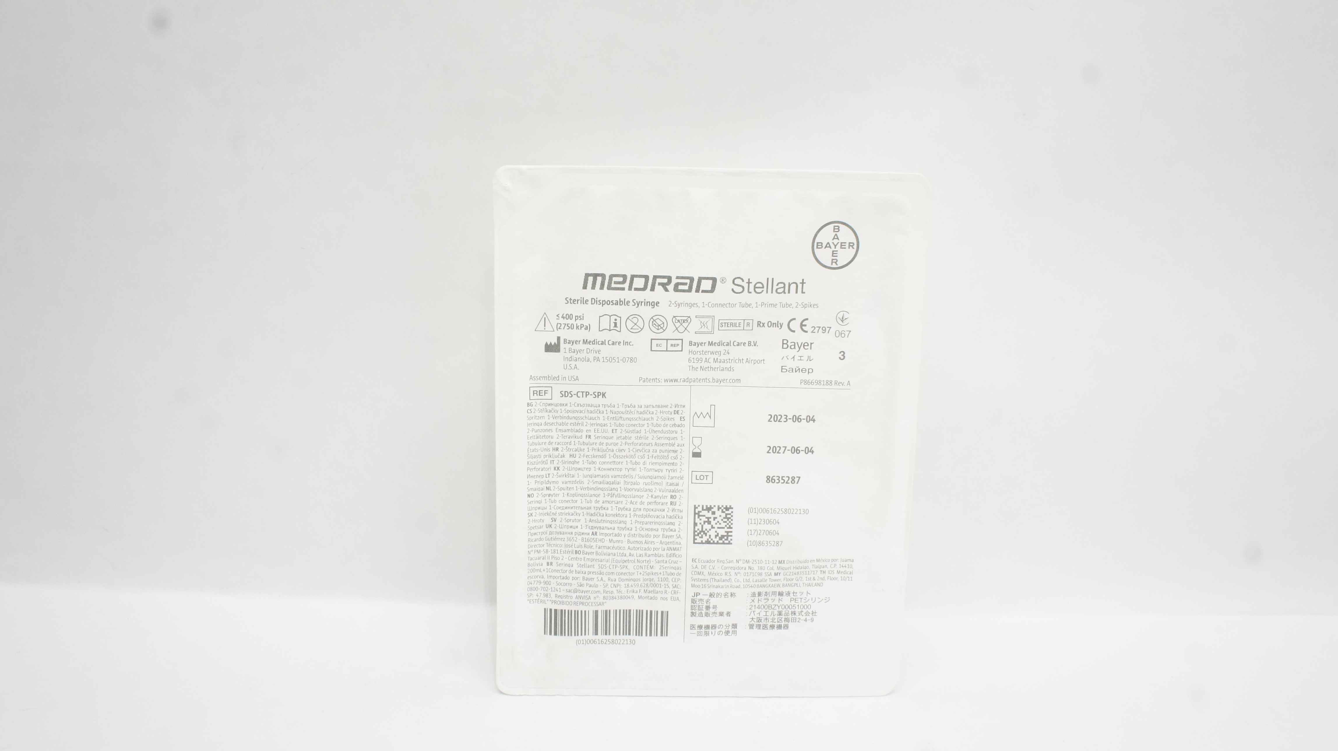 Bayer SDS-CTP-SPK Medrad Stellant Sterile Disposable Syringe