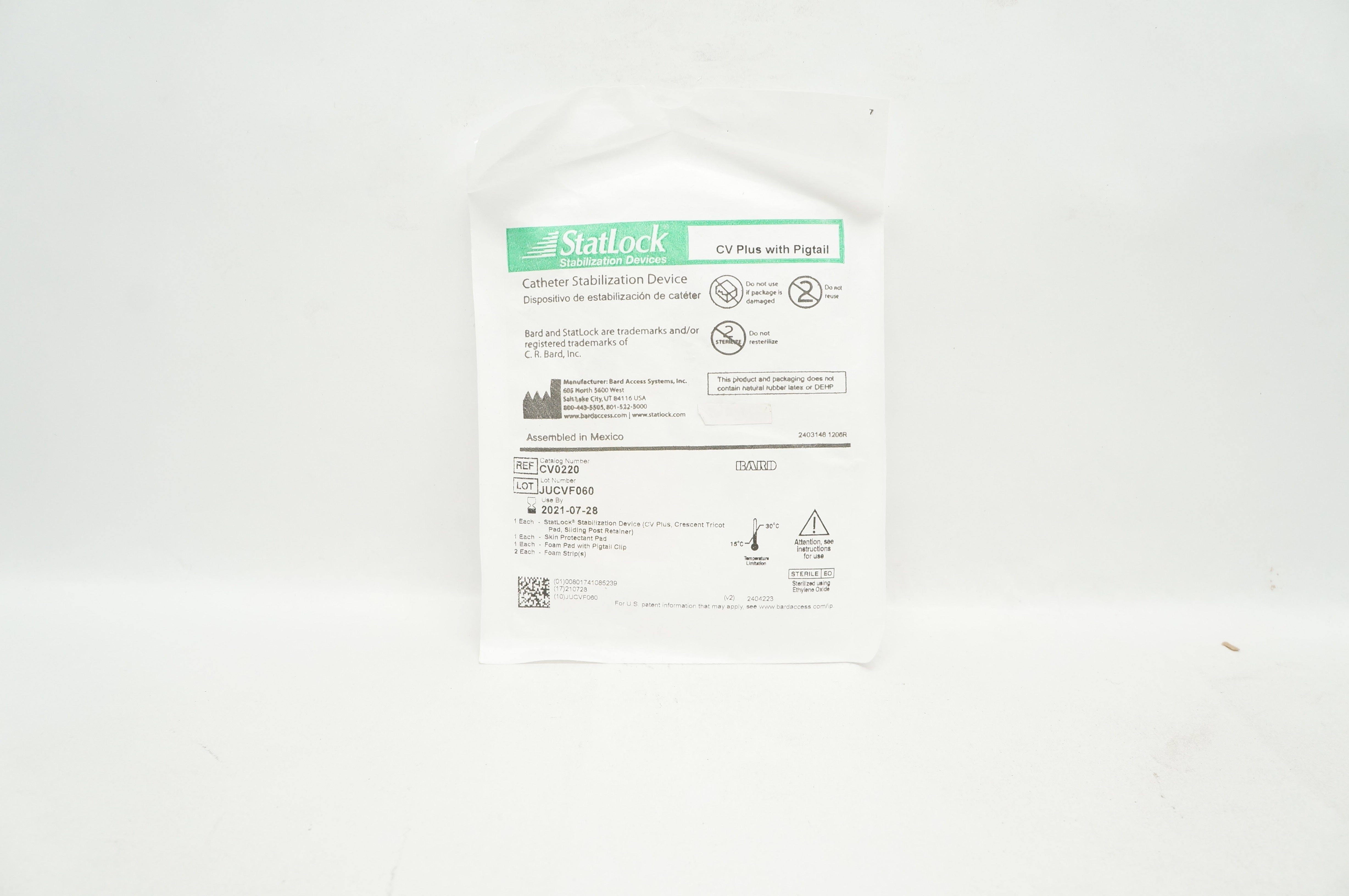 Bard CV0220 StatLock Cath. Stabilization Device