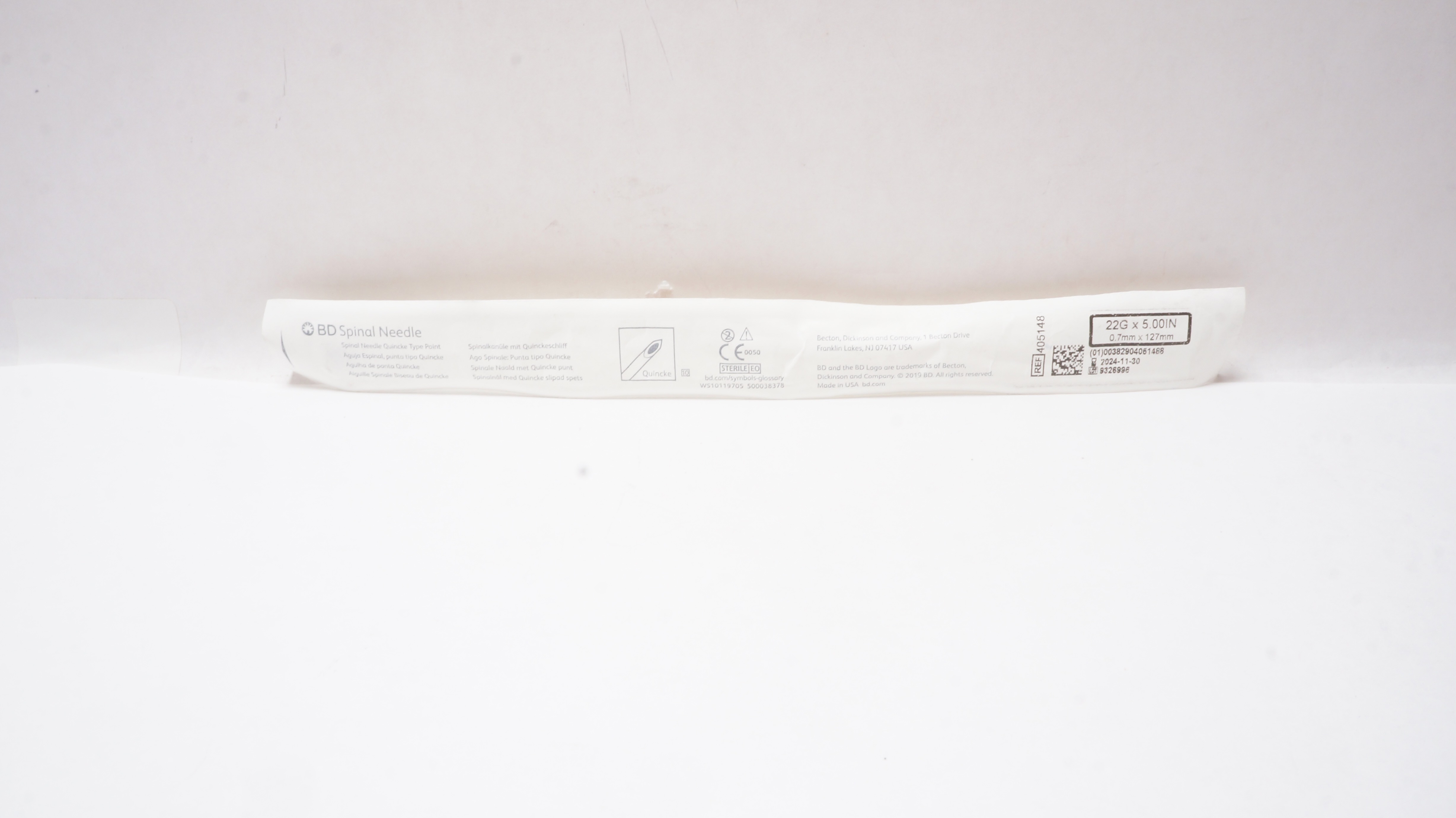 BD 405148 Spinal Ndle Quincke Type Point 22G x 5.00inch