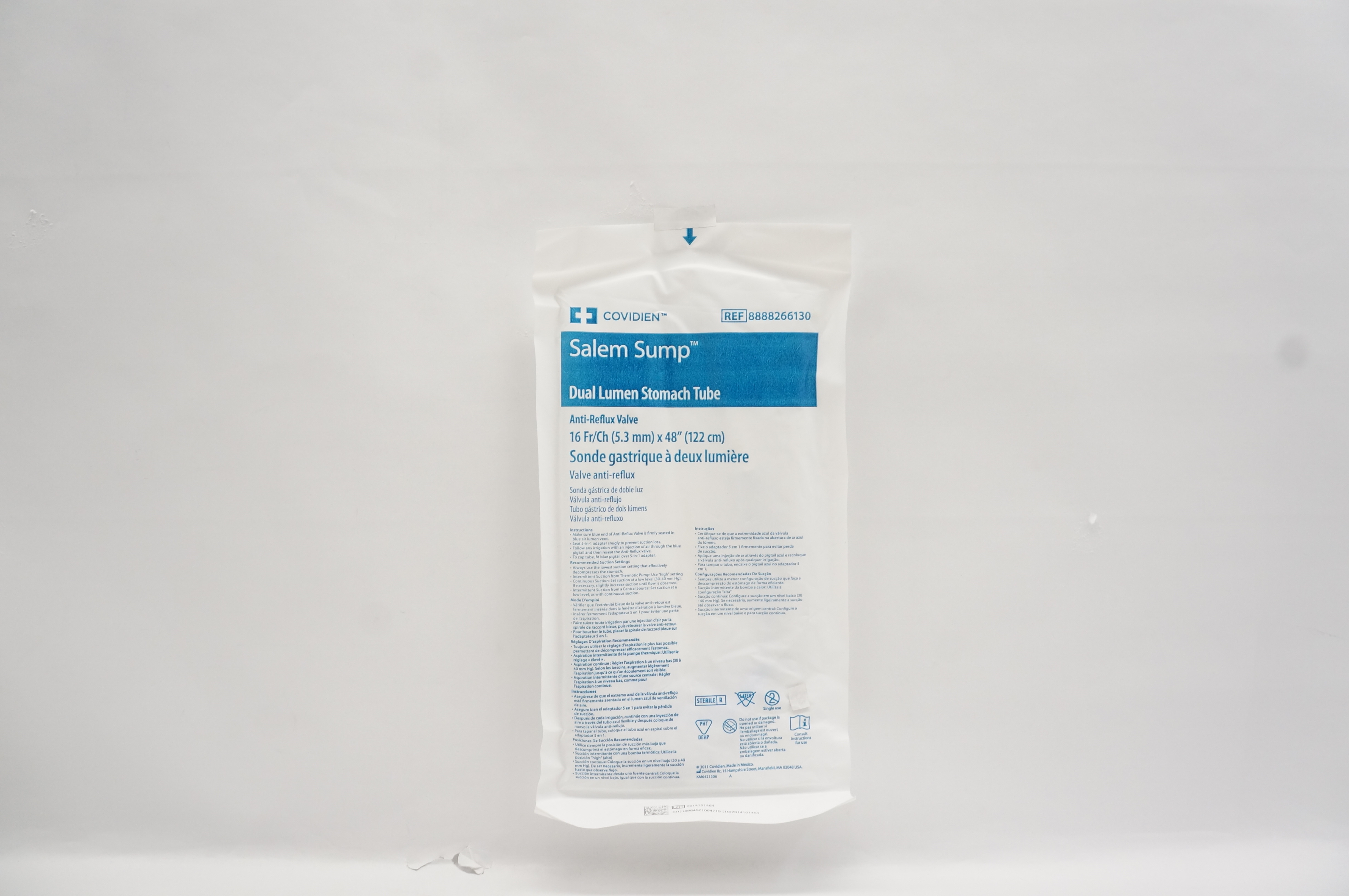 Covidien 8888266130 Salem Sump Dual Lumen Stomach Tube 16Fr/Ch x 48 inch