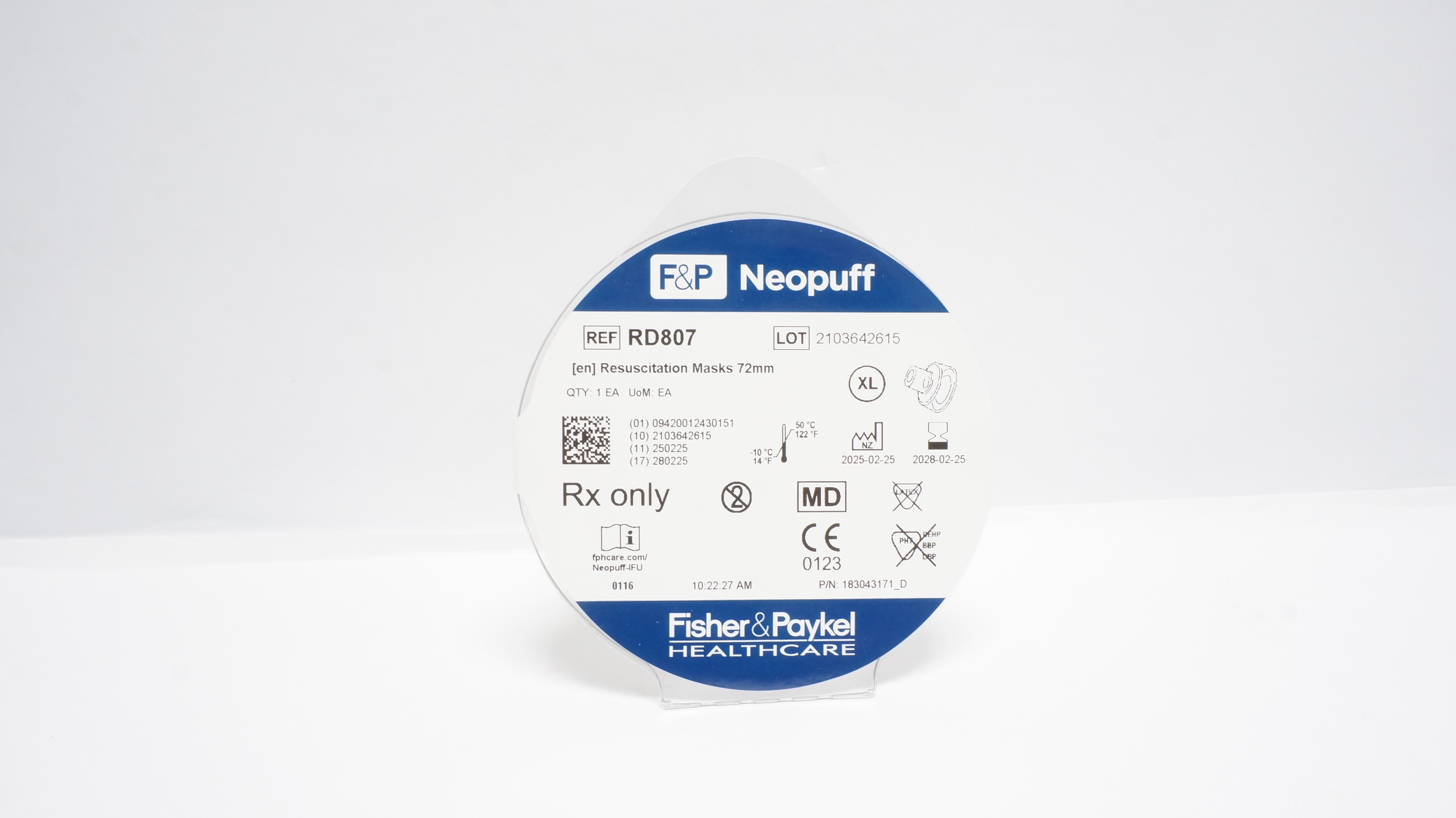 Fisher&Paykel HEalthcare RD807 Neopuff Resuscitation Masks 72mm
