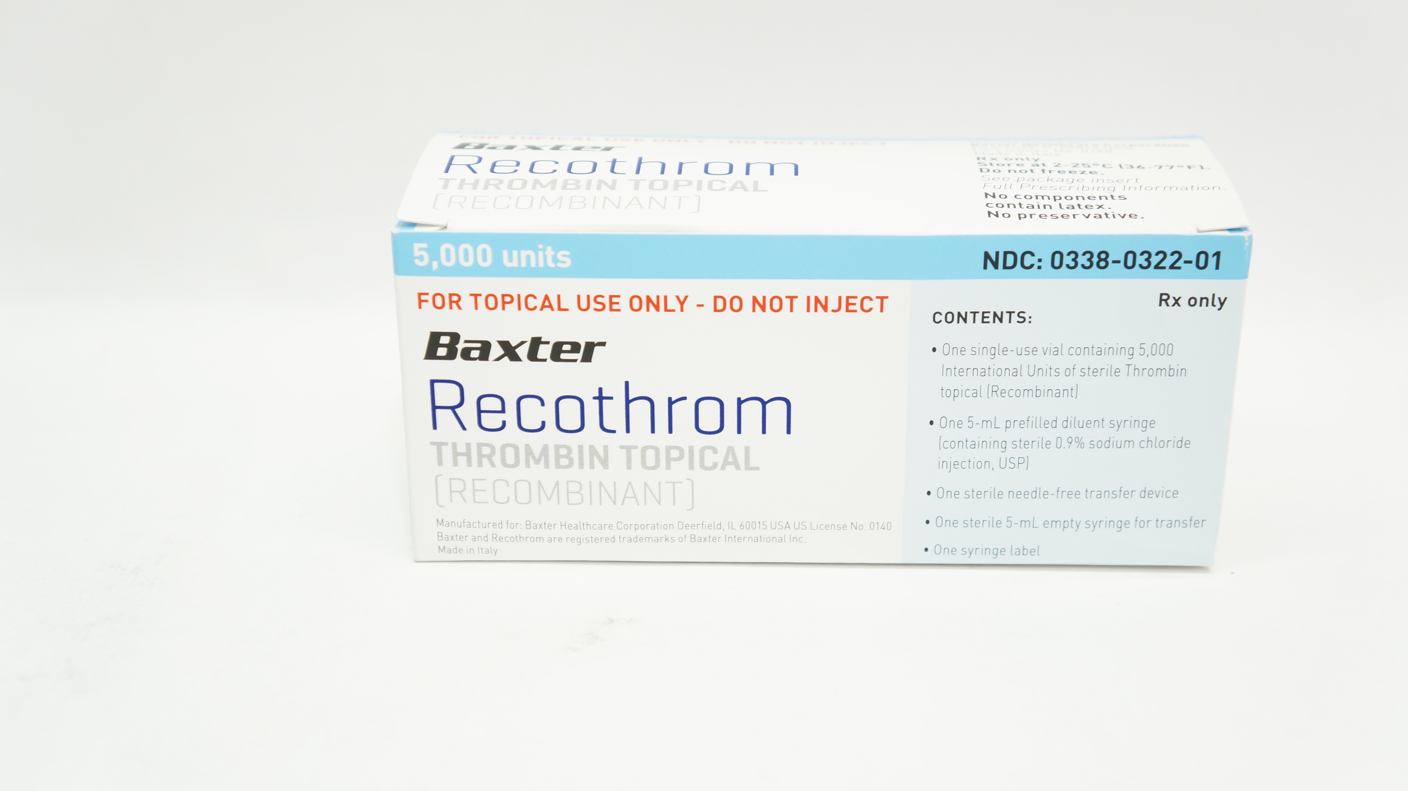 Baxter 0338-0322-01 Recothrom Thrombin Topical - 5.000 Units