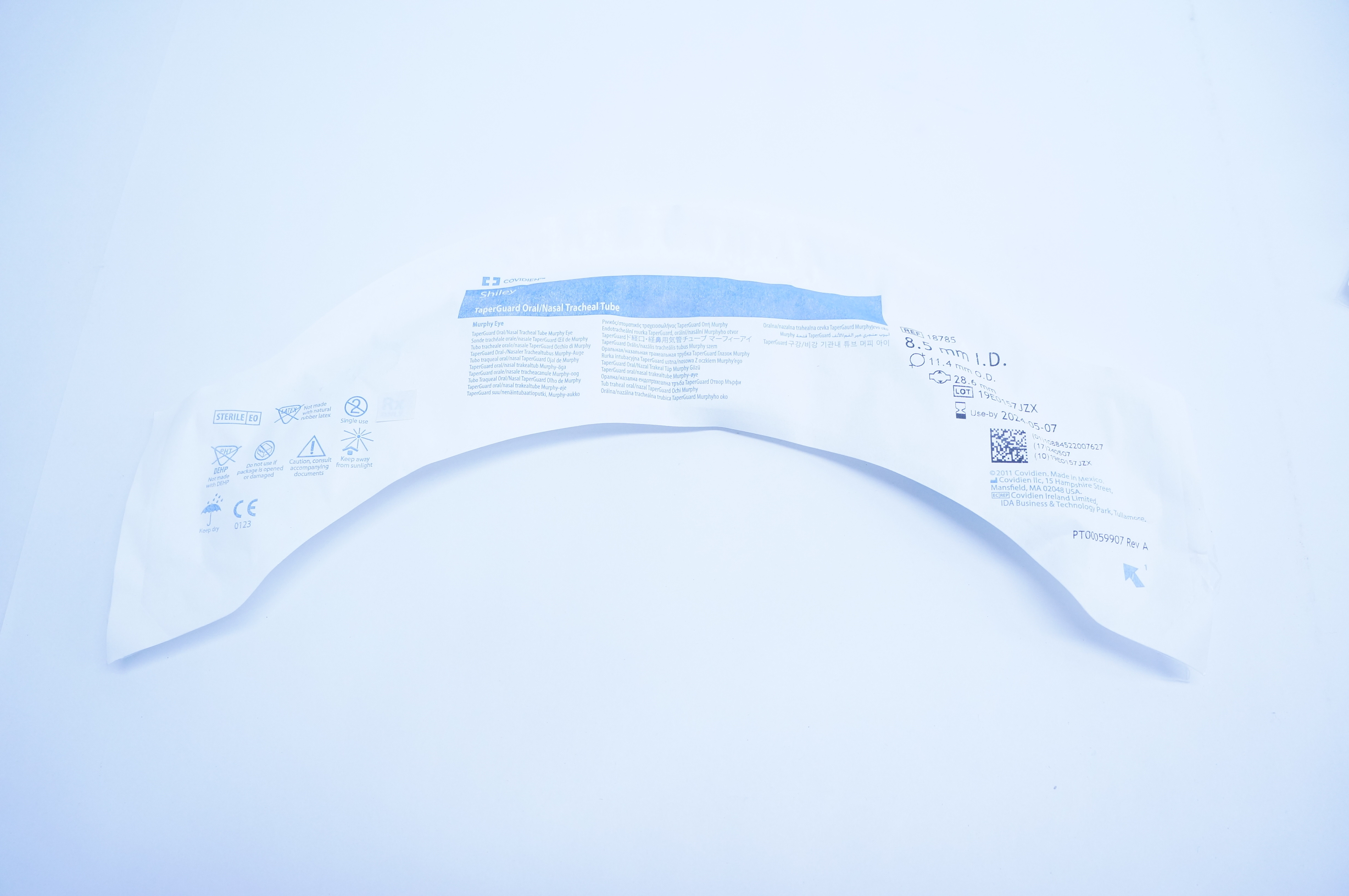 Covidien 18785 Shiley TaperGuard Oral/Nasal Tracheal Tube 8.5 x 11.4 x ...