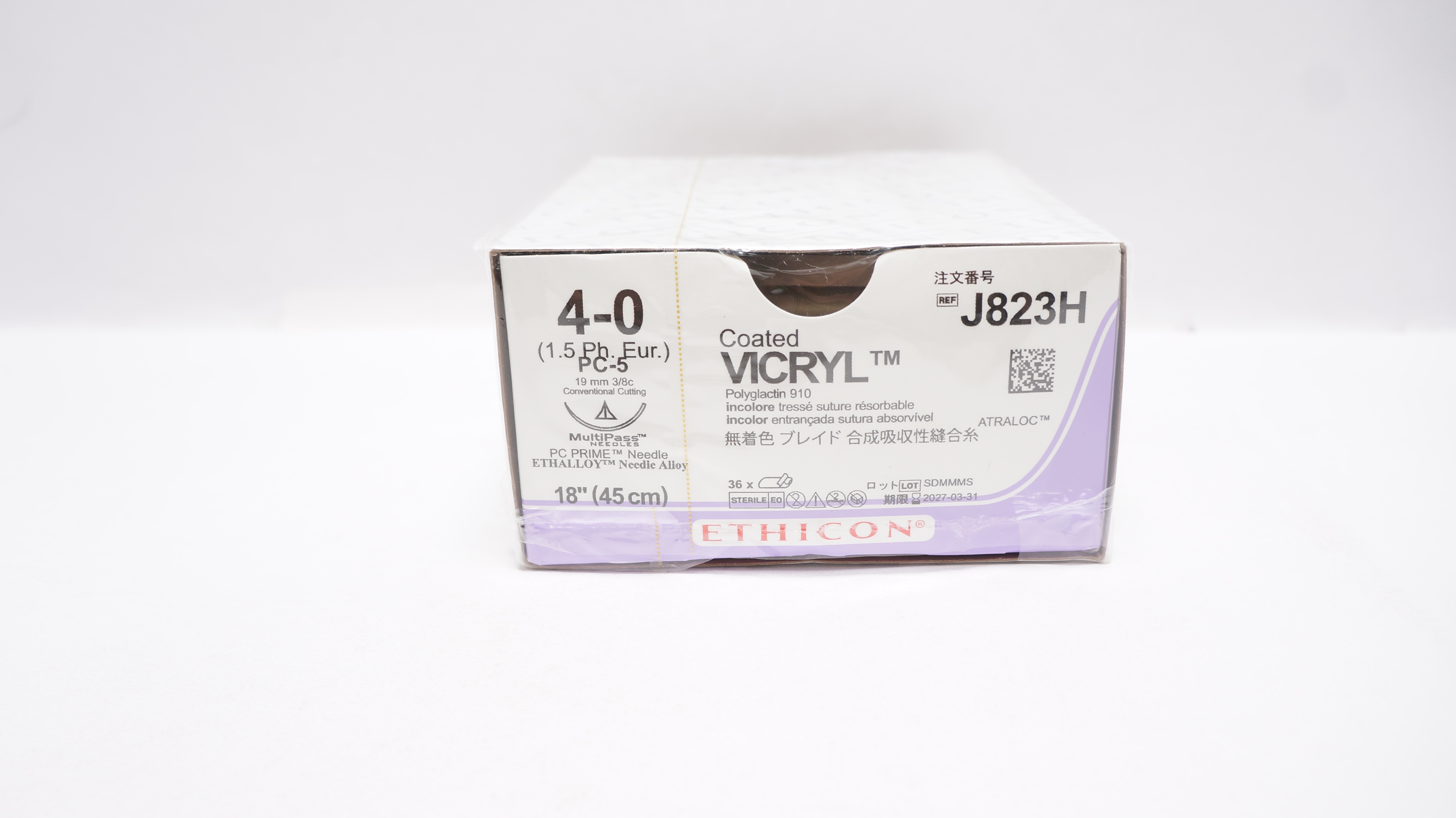 Ethicon J823H 4-0 VICRYL PC-5 19mm 3/8c Conventional Cutting, 18inch ...