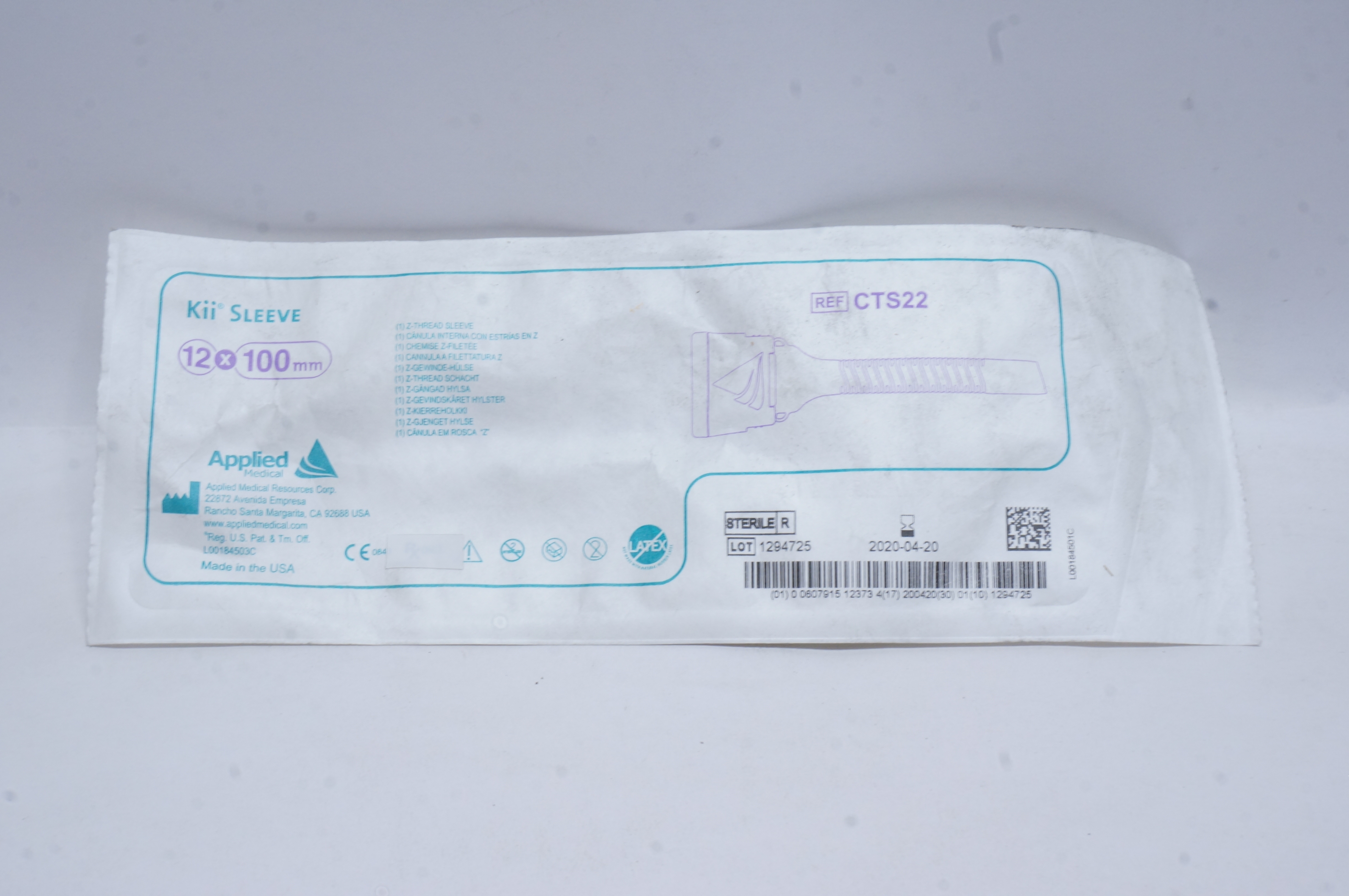 Applied Medical CTS22 Kii Sleeve Z-Thread 12 x 100mm (x)