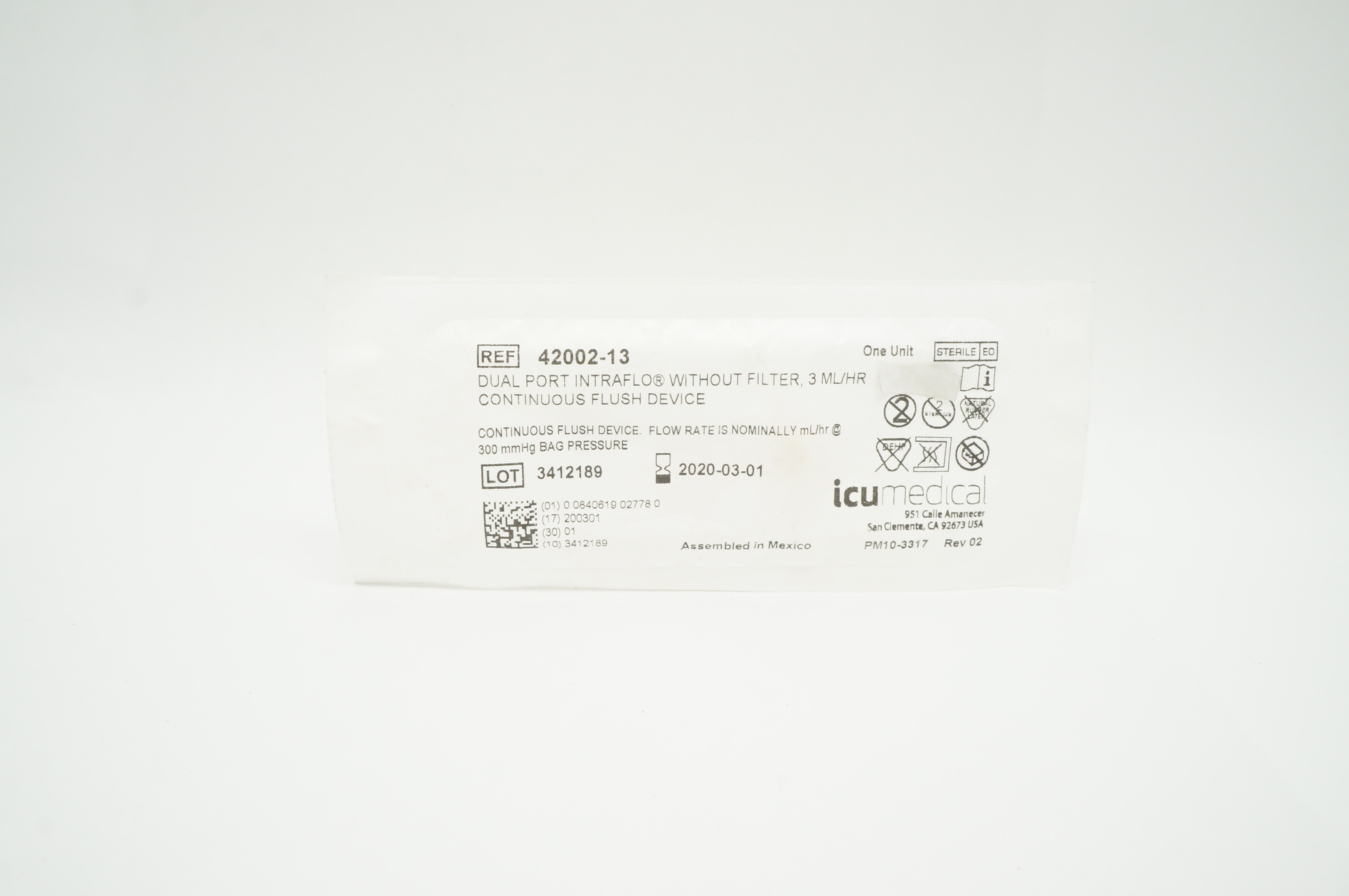 ICU Medical 42002-13 Dual Port Intraflo Without Filter 3 ML/HR (x)